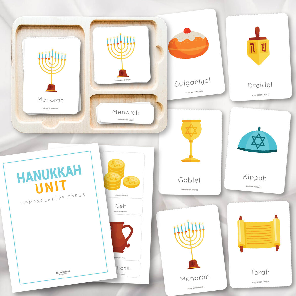 Hanukkah Nomenclature Cards | 10 3-Part Jewish Holiday Vocab Ages 3-6 ...