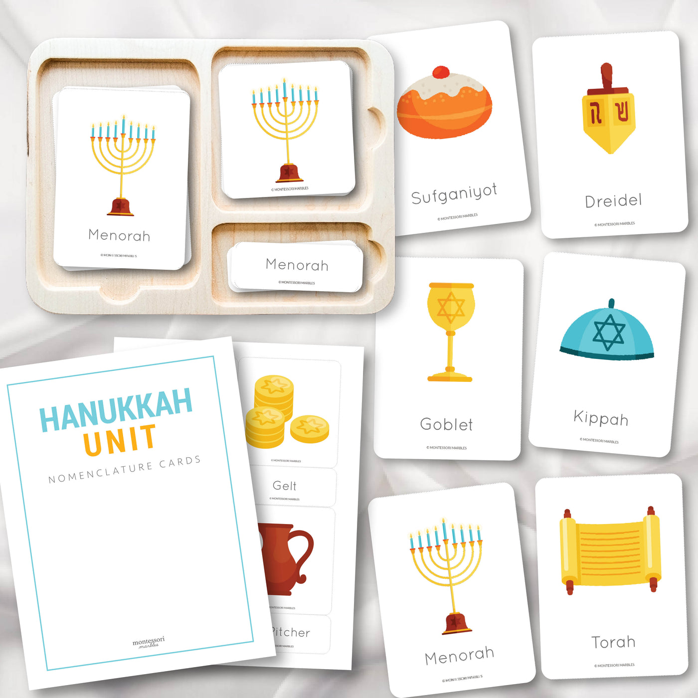 Hanukkah Nomenclature Cards | 10 3-Part Jewish Holiday Vocab Ages 3-6 ...