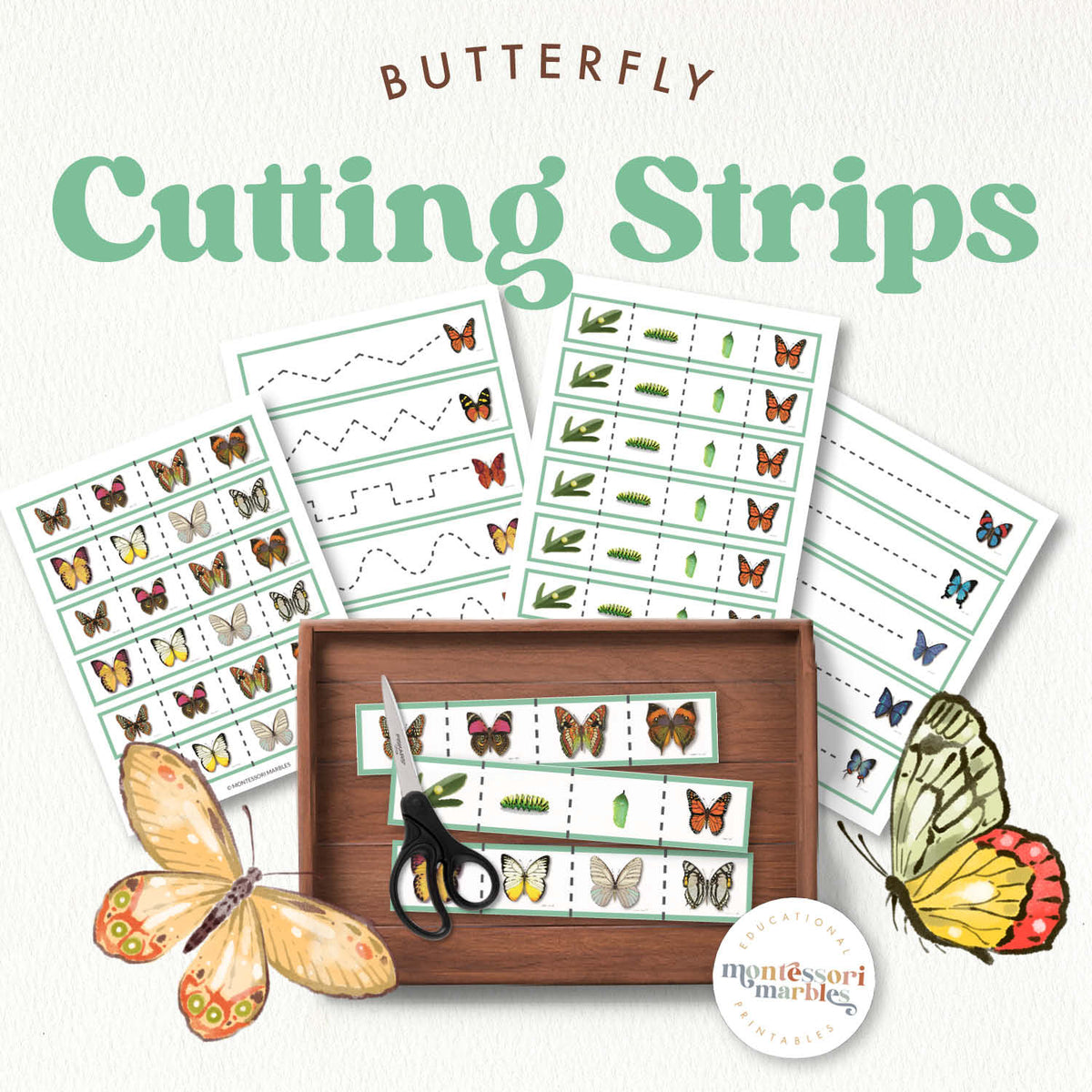 Butterfly Cutting Strips | Scissor Practice Ages 2-5 Fine Motor Skills ...