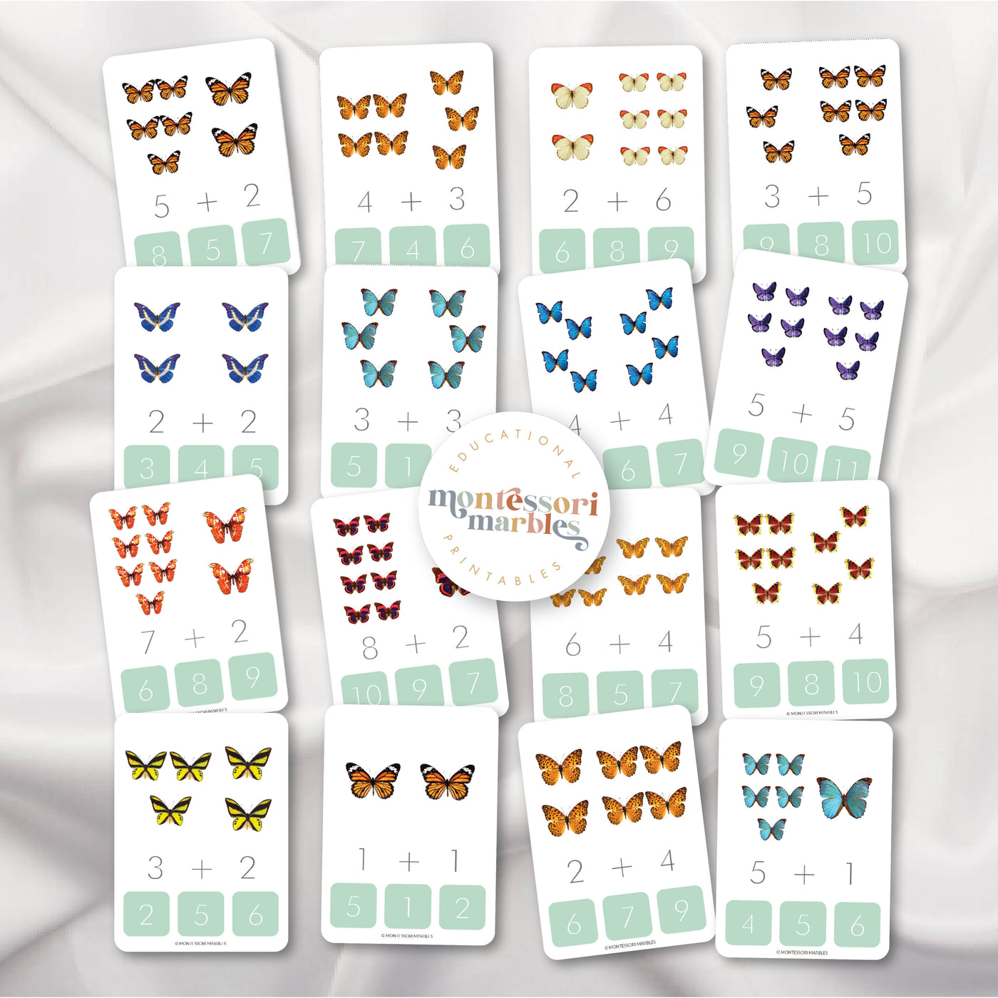 Butterfly Addition Clip Cards | Single Digit Math Ages 5-7 Sums to 18 ...