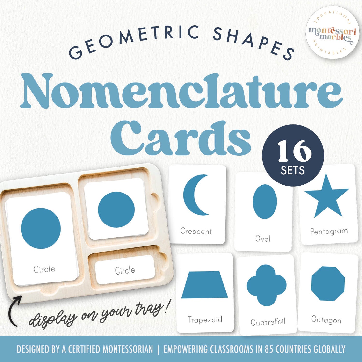 Geometric Shapes Nomenclature Cards | 16 3-Part Math Geometry Ages 4-8 ...
