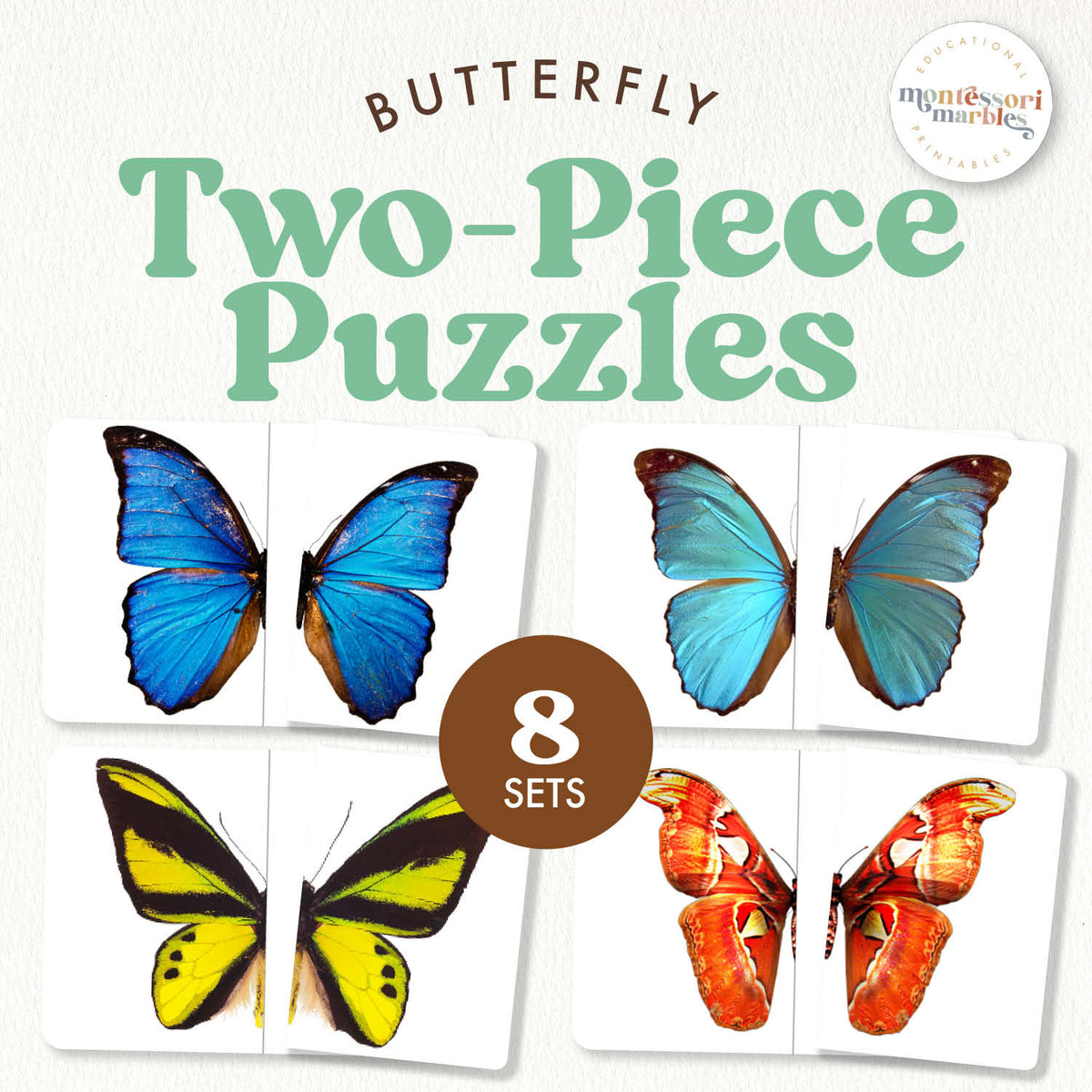 Butterfly Two Piece Puzzles | 8 Symmetry Matching Ages 3-6 Spring ...