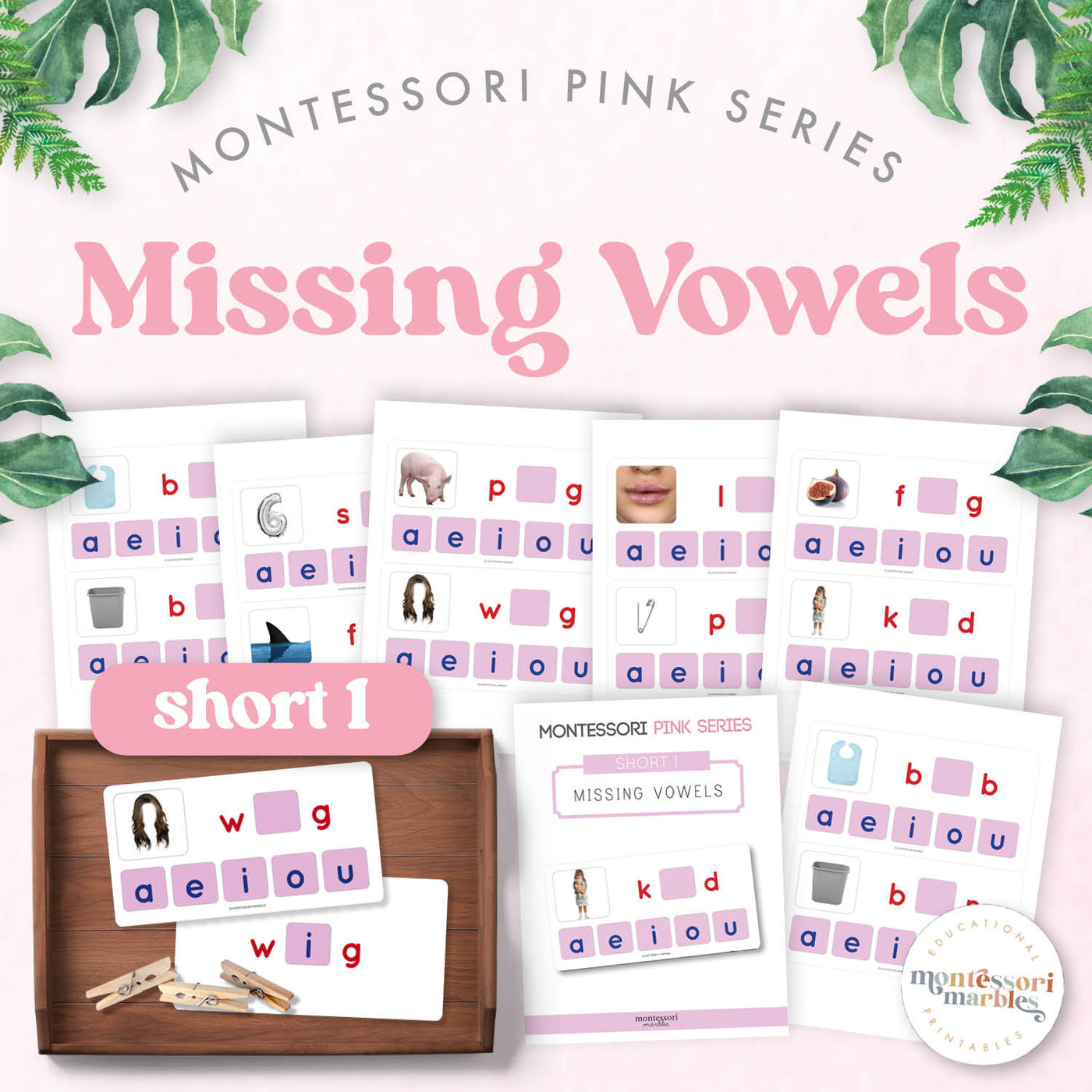Missing Vowels Worksheets Short I | Phonics Ages 5-6 — Montessori Marbles