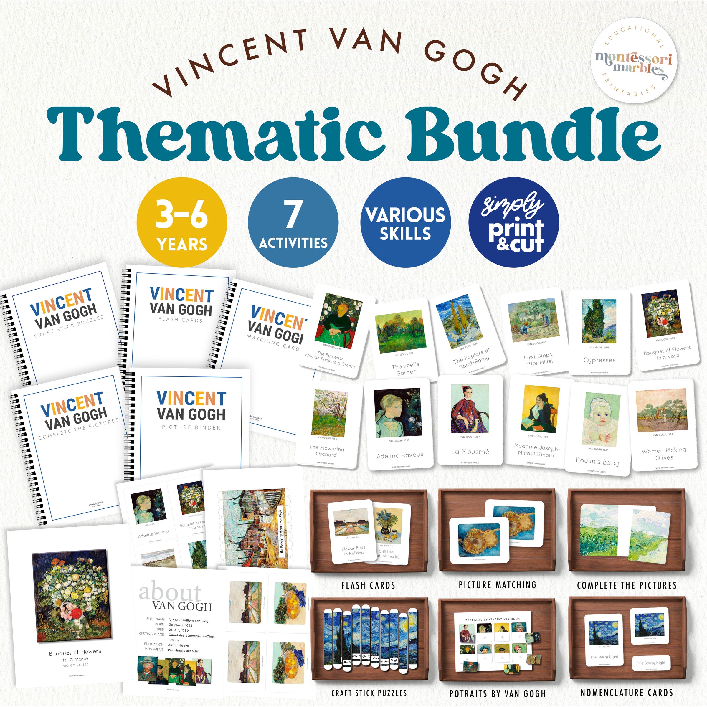 Vincent van Gogh Activity Bundle | 7 Art Activities Ages 3-8 Famous PDF ...