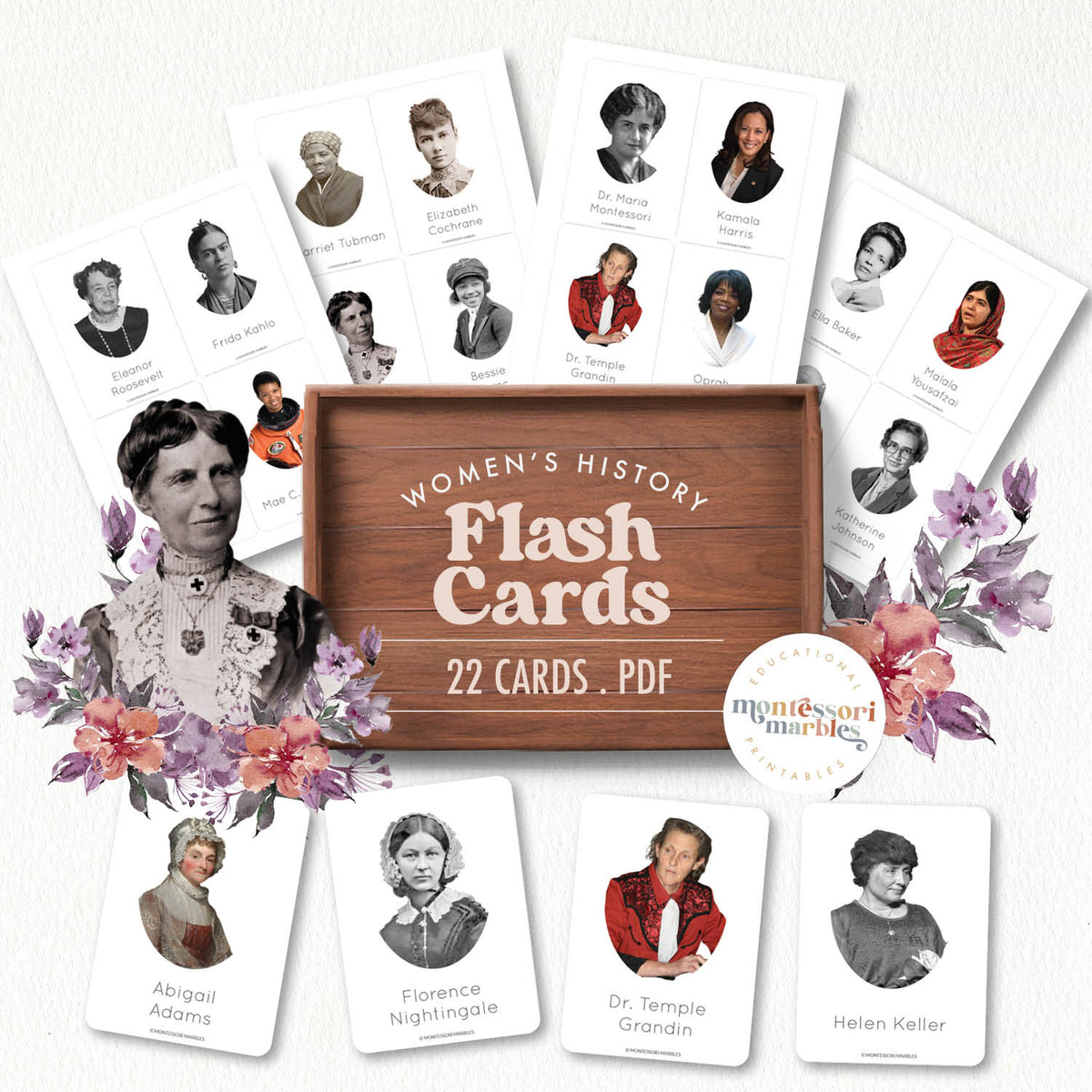 Women's History Month Flash Cards | 22 Famous Women Ages 3-8 Learning ...