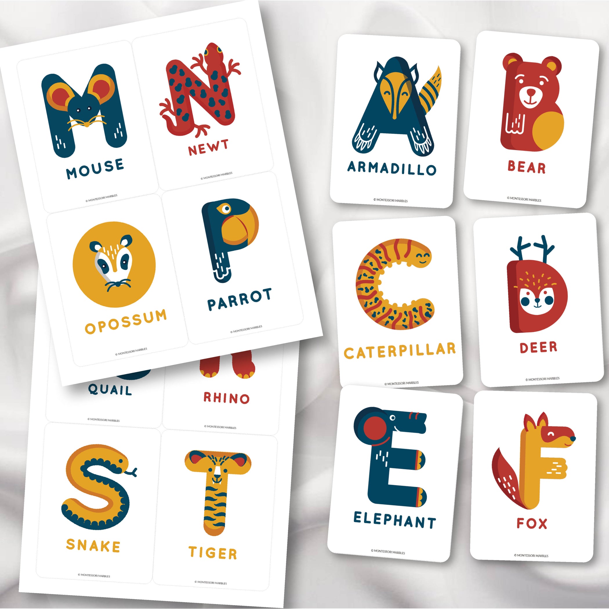 Animal Alphabet Flash Cards | ABC Learning Ages 1-4 Printable PDF ...