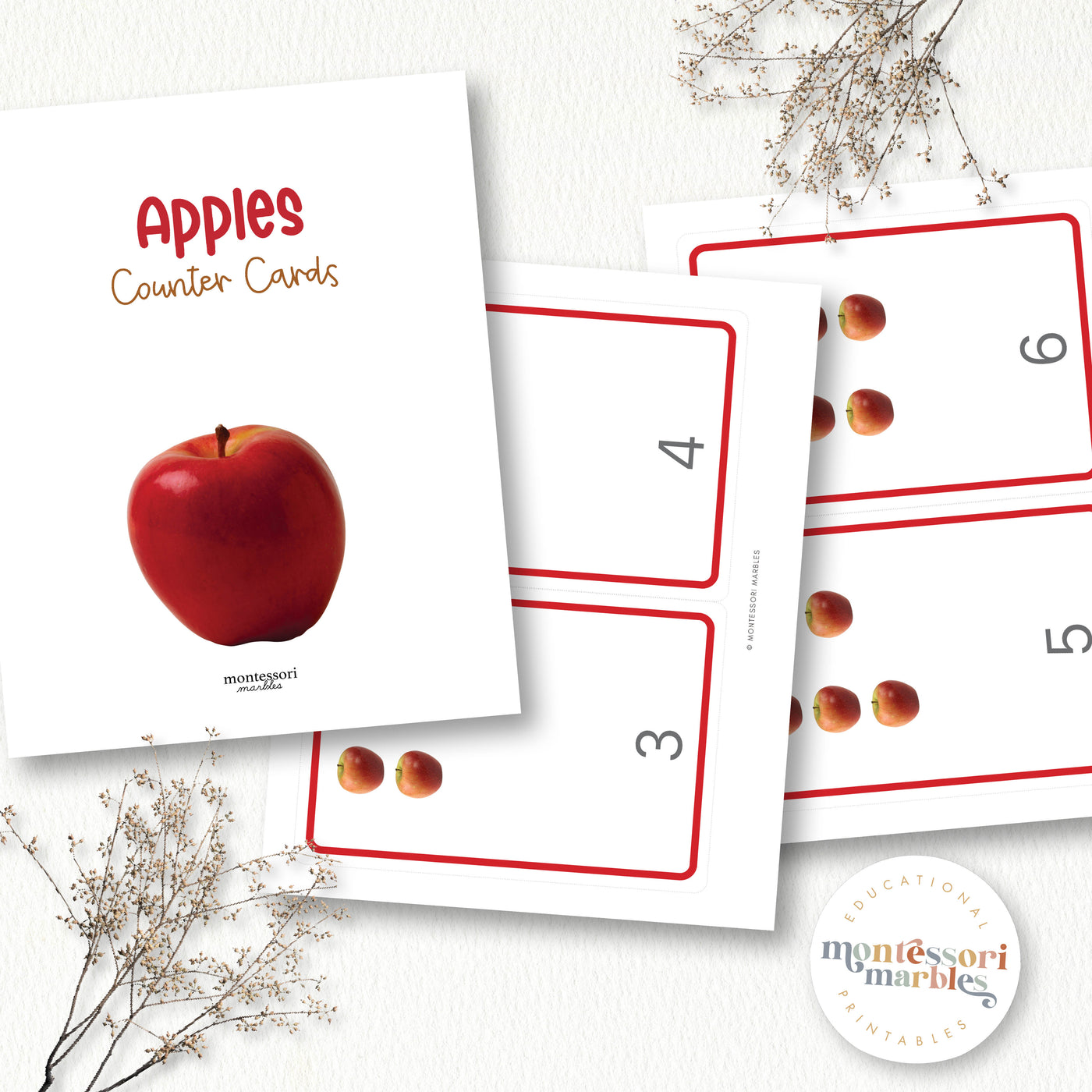 Apple Counting Cards 1-10 | Preschool Math Ages 3-5 Fall Theme ...