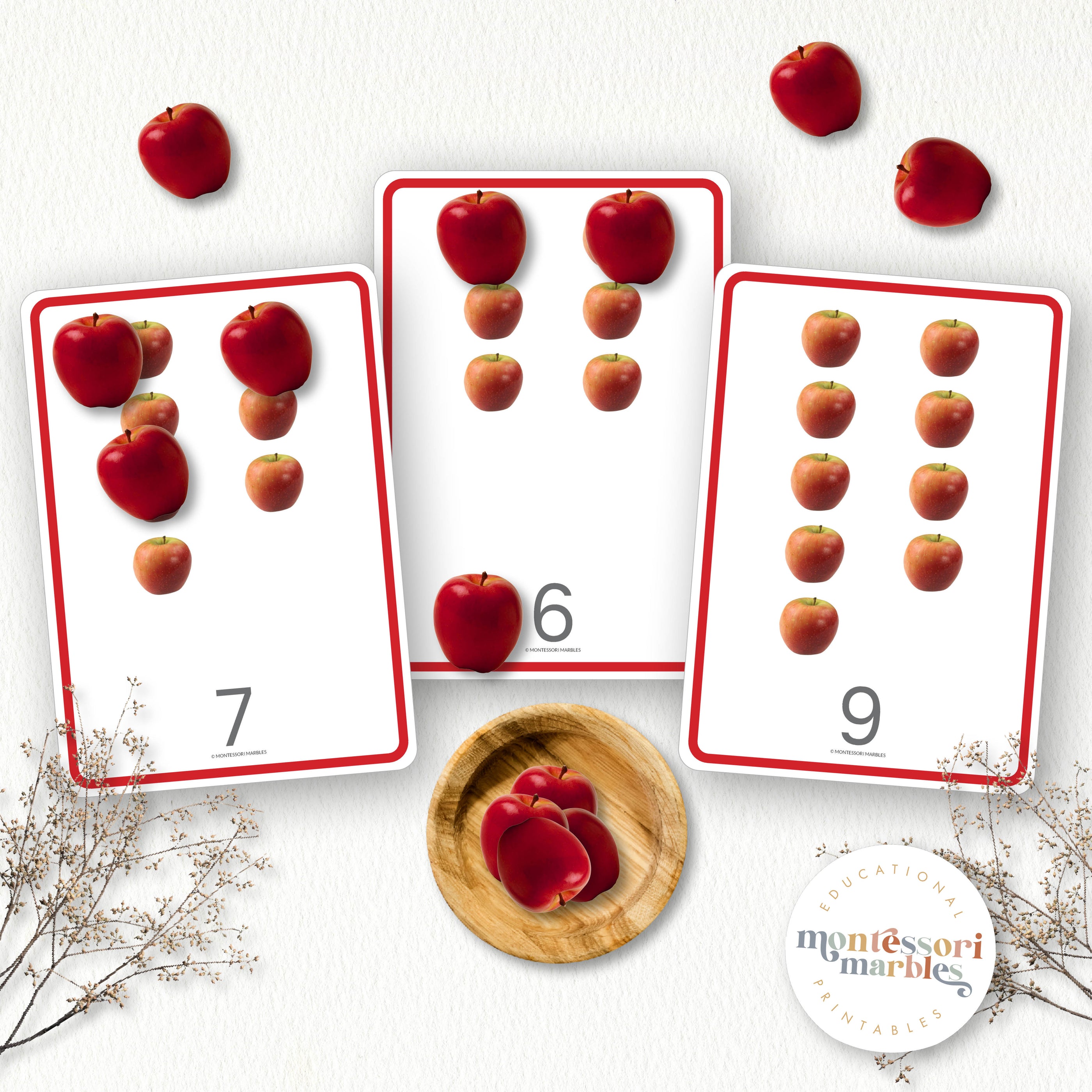 Apple Counting Cards 1-10 | Preschool Math Ages 3-5 Fall Theme ...