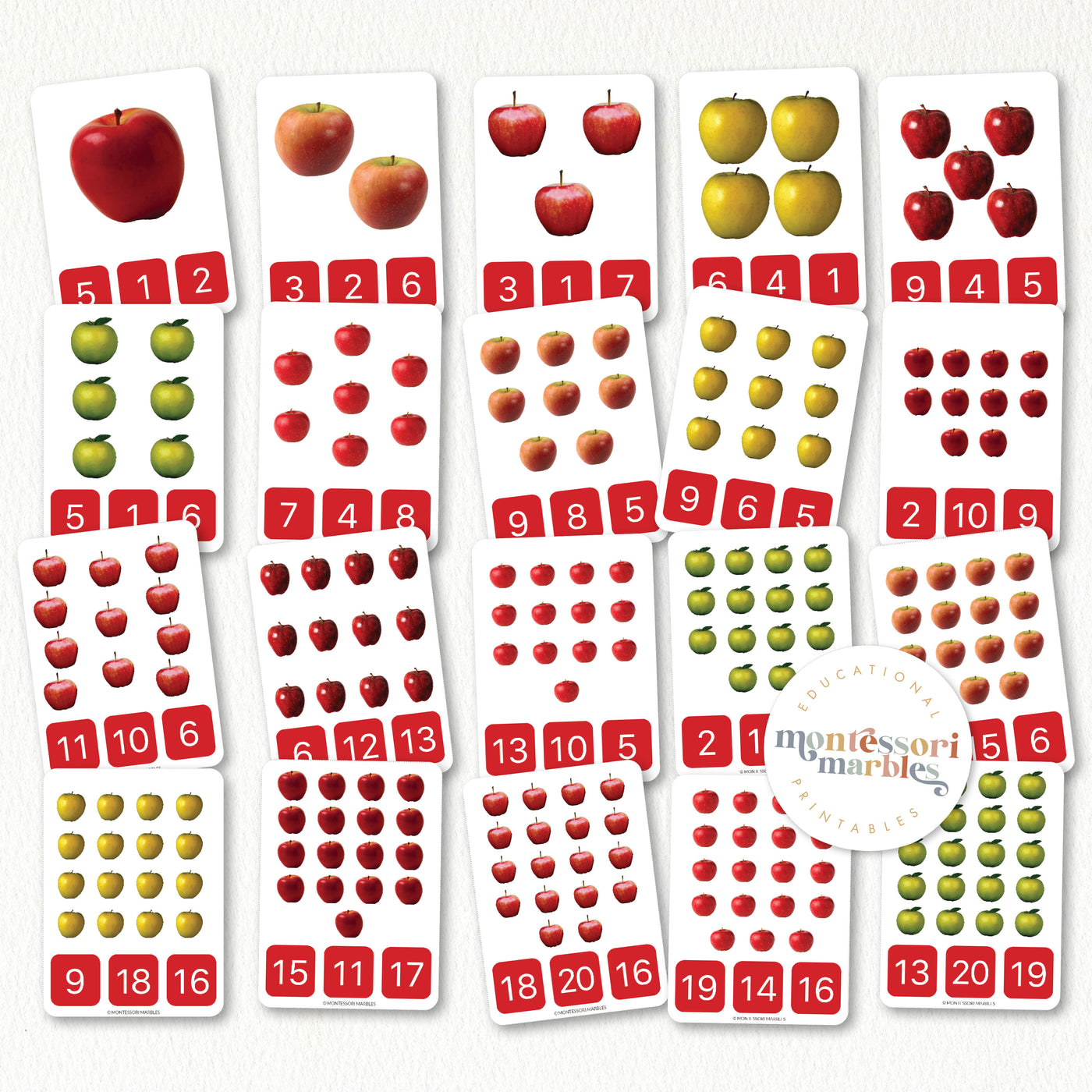 Apple Counting Clip Cards 1-20 | Math Activities Ages 3-5 Fall PDF ...