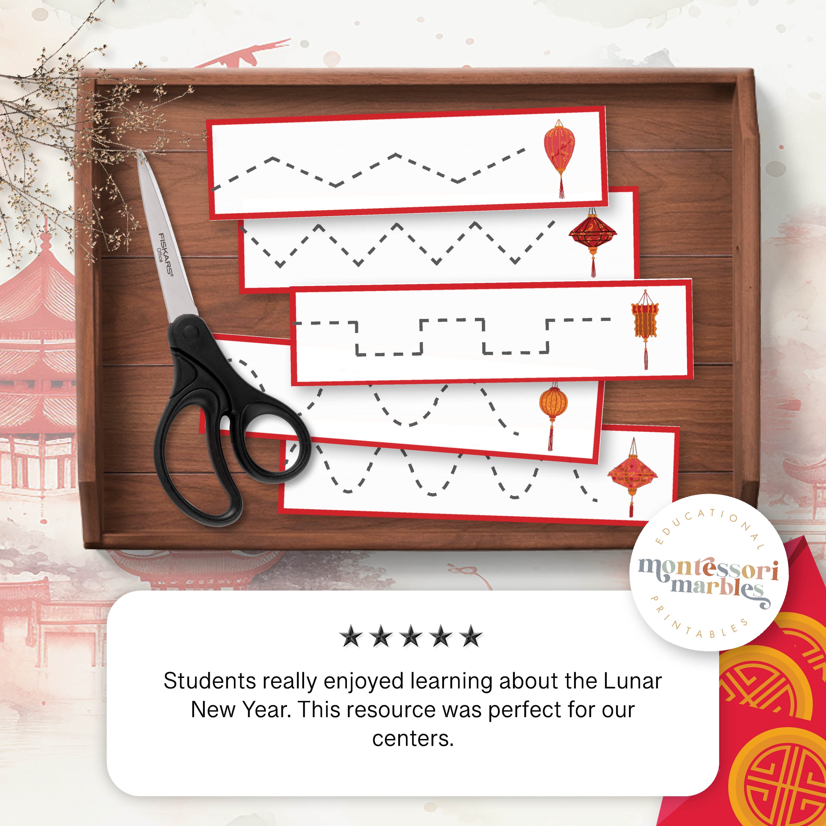 Lunar New Year Cutting Strips | Scissor Practice Ages 2-5 | Fine Motor ...