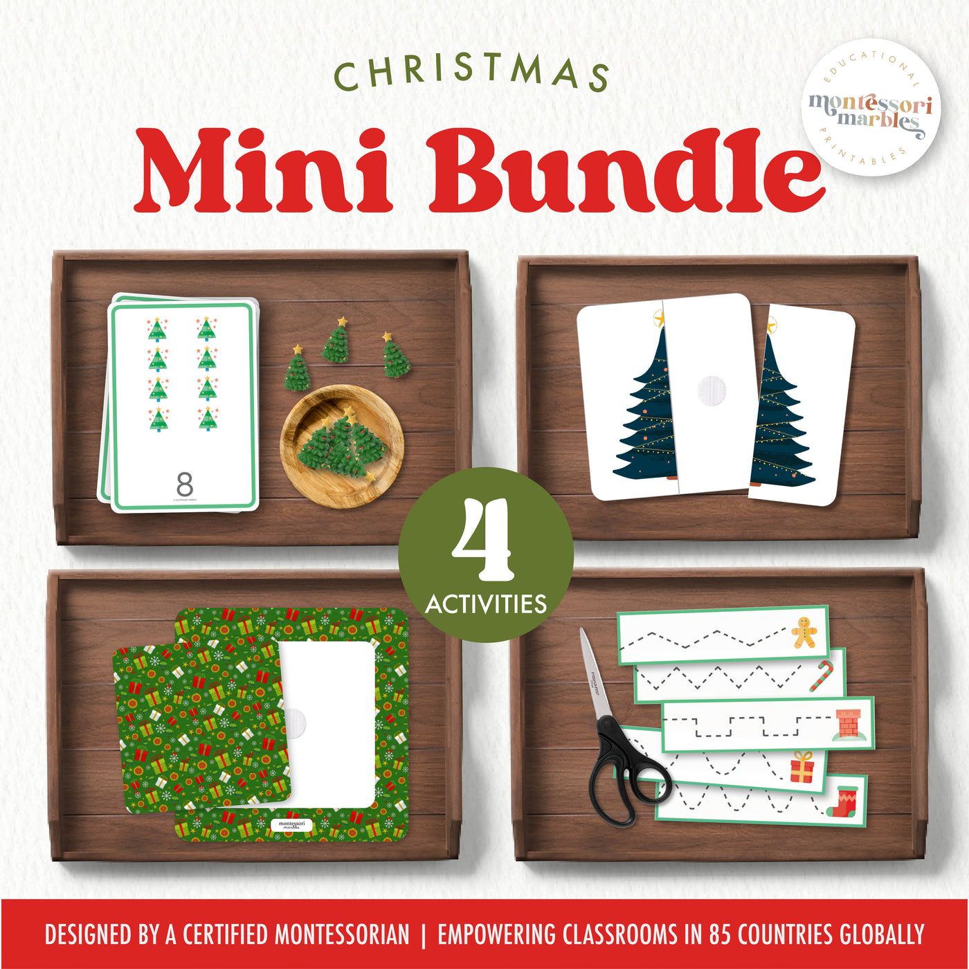 Christmas Mini Bundle | 4 Activities Counting Cutting Matching Ages 2-6 ...