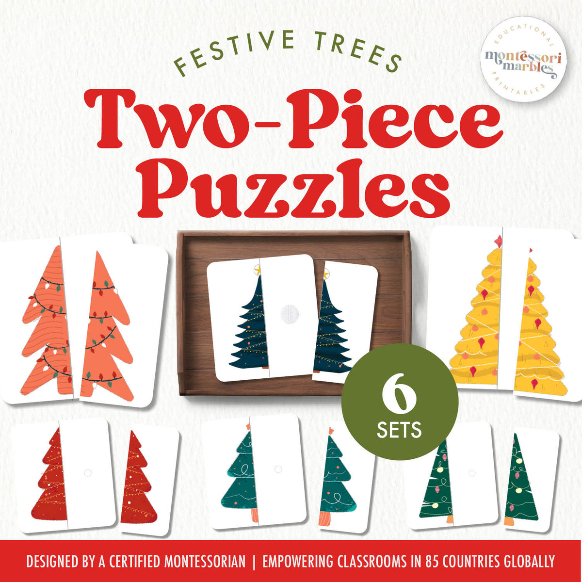 Christmas Tree Symmetry Puzzles | 6 Two-Piece Matching Activity Ages 3 ...