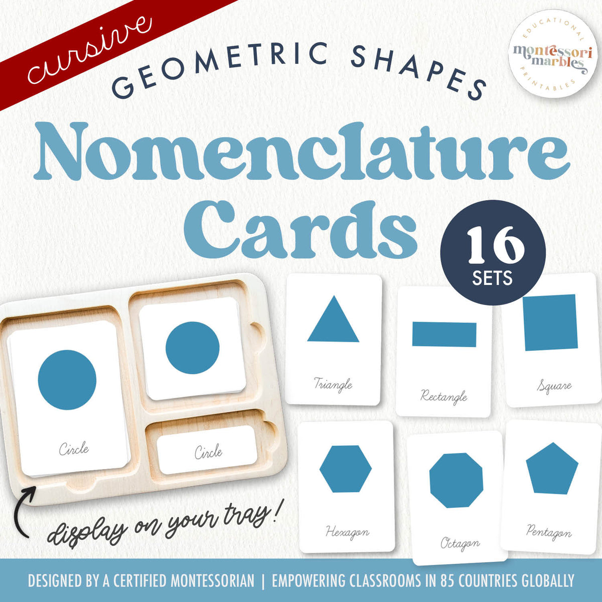 Geometric Shapes Nomenclature Cards (Cursive) — Montessori Marbles