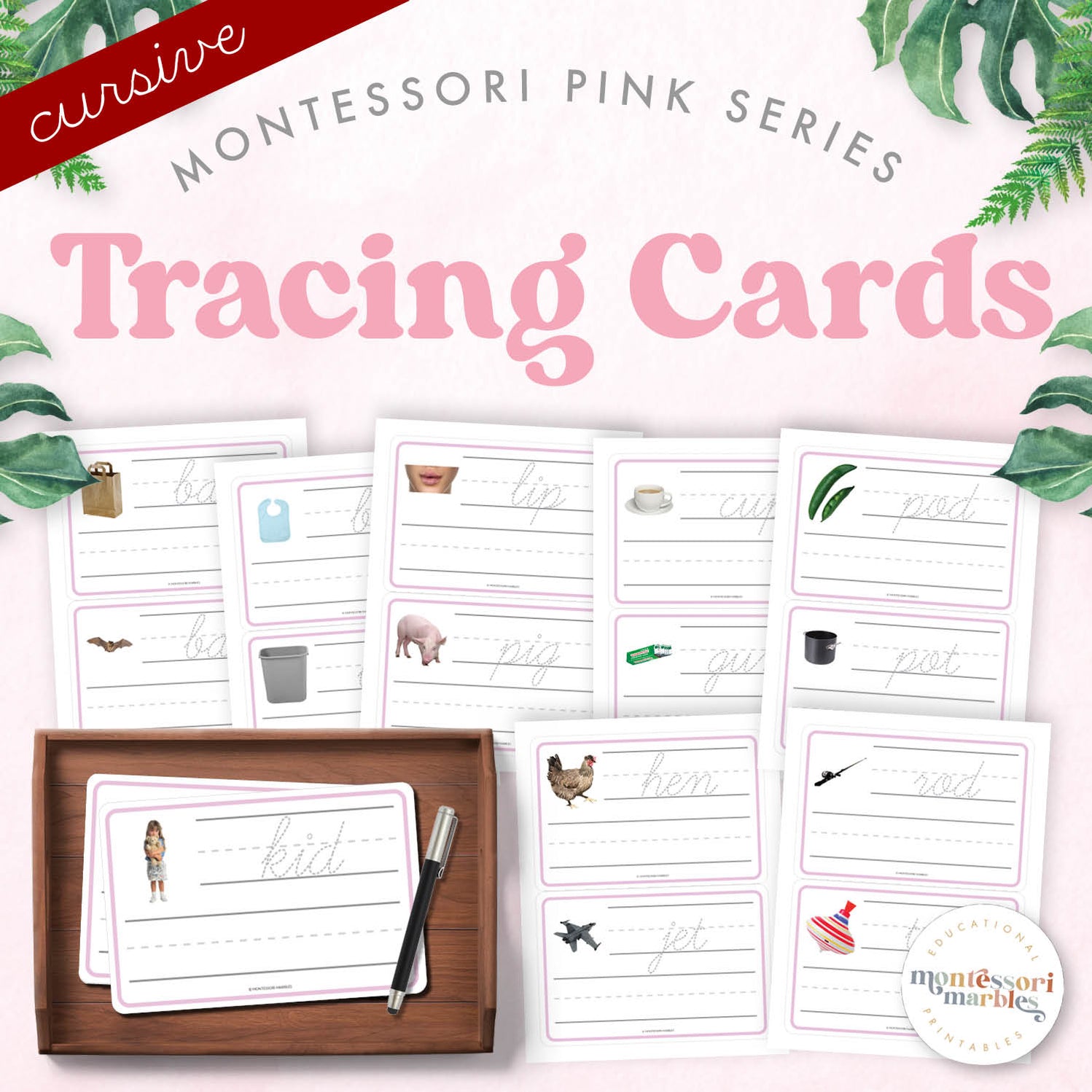 Cursive Tracing Cards | CVC Handwriting for Ages 5-7 — Montessori Marbles