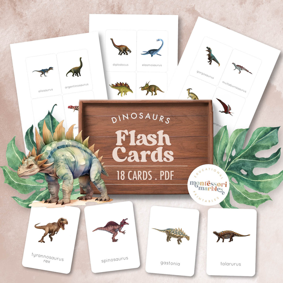 Dinosaur Flash Cards | 18 Prehistoric Creatures Vocabulary Ages 4-7 ...