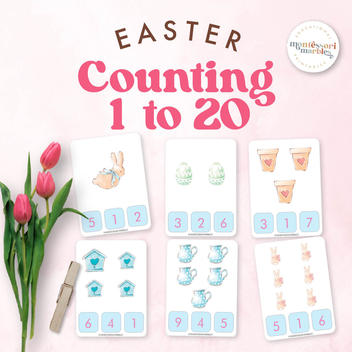 Easter Counting 1 to 20 | Montessori Inspired Flash Cards – Montessori ...