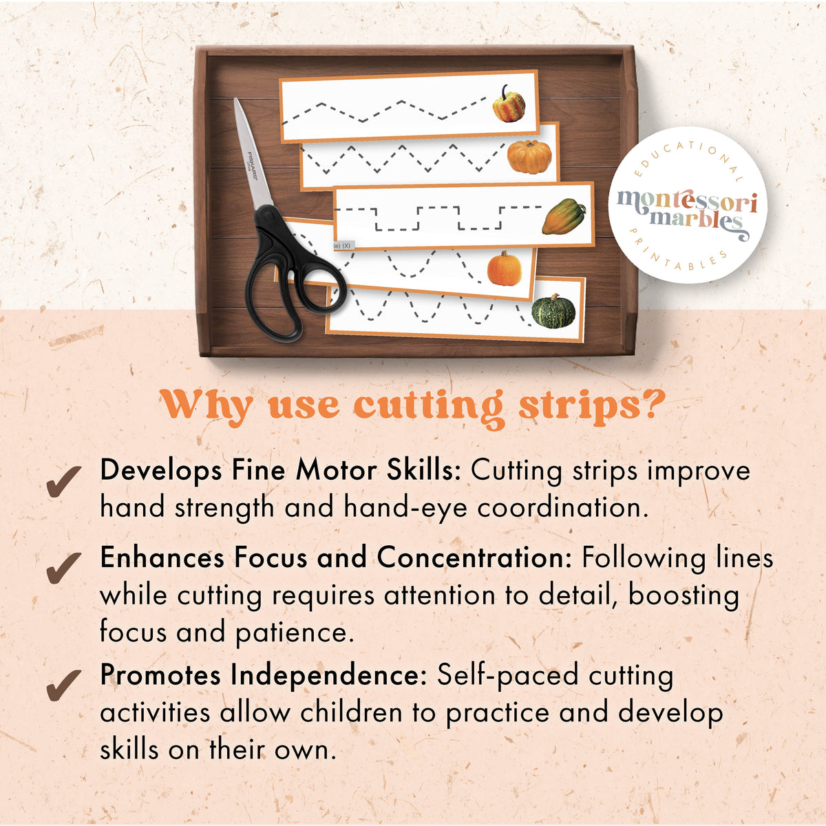 Fall Cutting Strips – Montessori Marbles