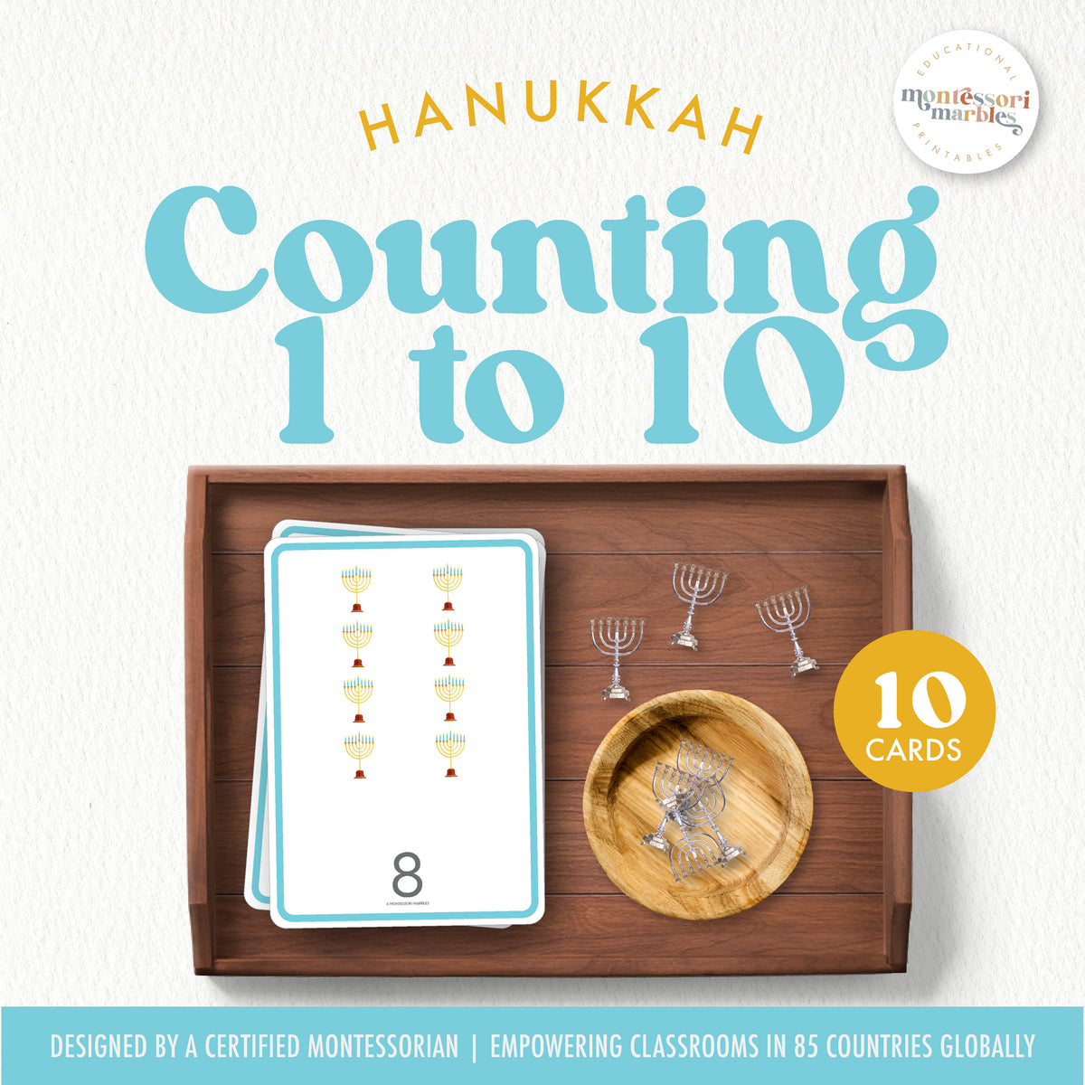 Hanukkah Counting 1 to 10 | 10 Number Recognition Cards Math Ages 3-5 ...