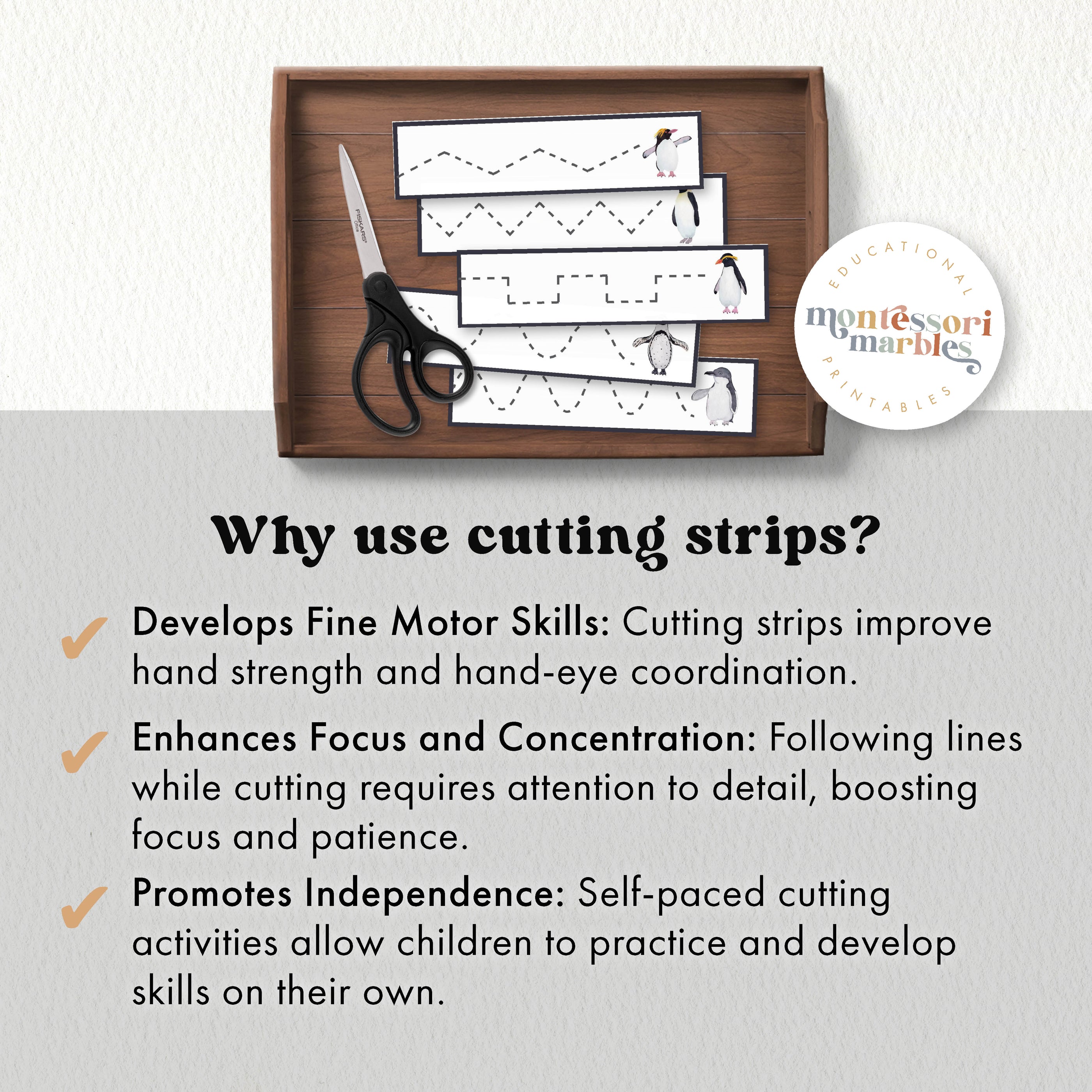 Penguins Cutting Strips | Scissor Practice Fine Motor Skills Ages 2-5 ...
