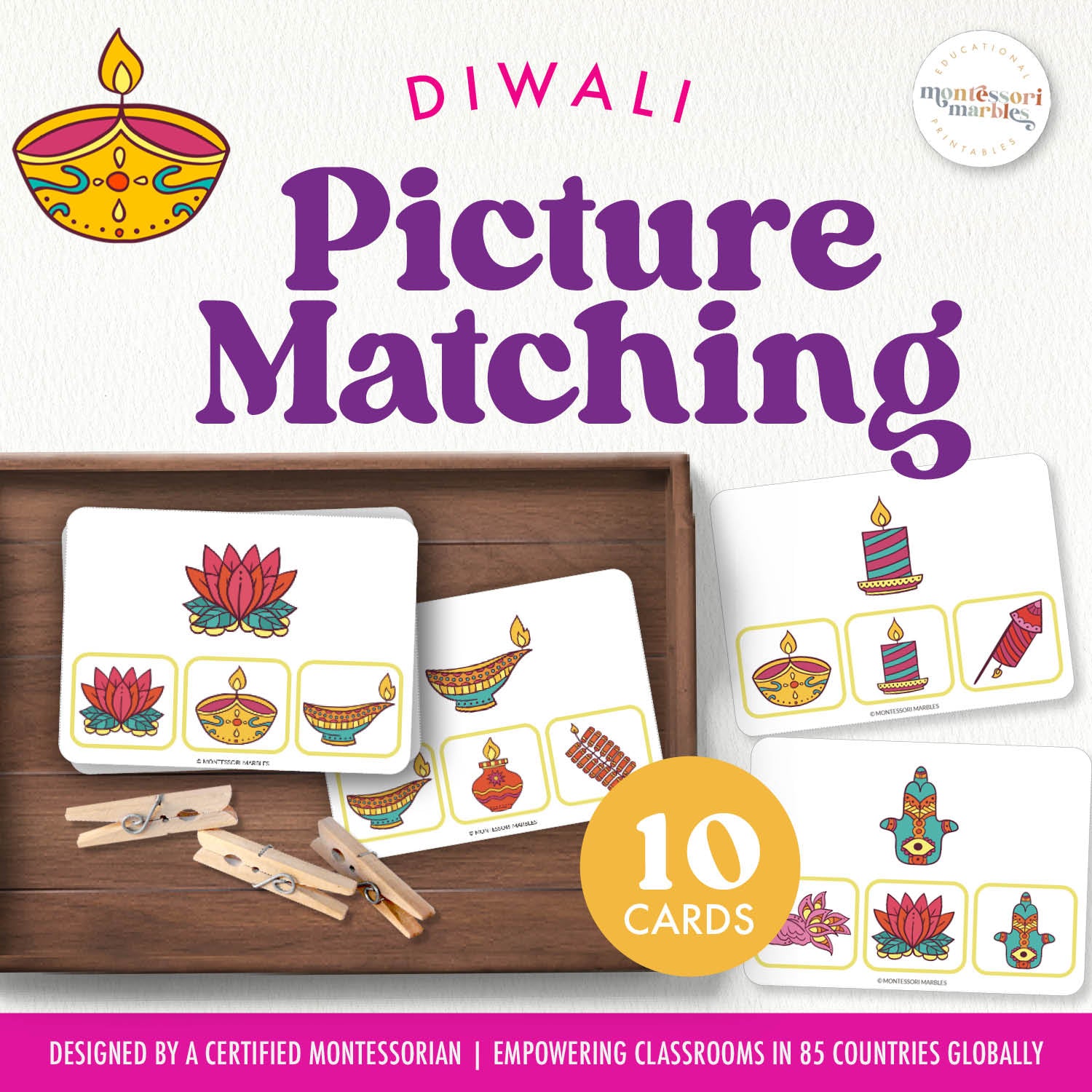 Diwali Picture Matching | 10 Clip Cards Festival Visual Game Ages 3-5 ...
