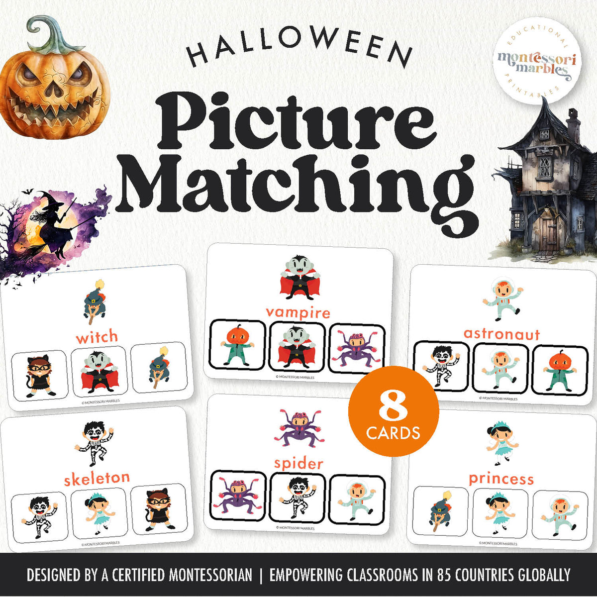 Halloween Costumes Picture Matching | 8 Clip Cards Visual Game Ages 3-6 ...