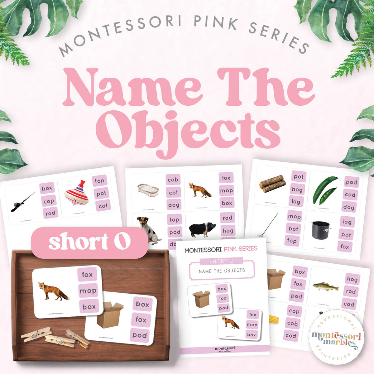 Montessori Pink Series Name the Objects Short O — Montessori Marbles