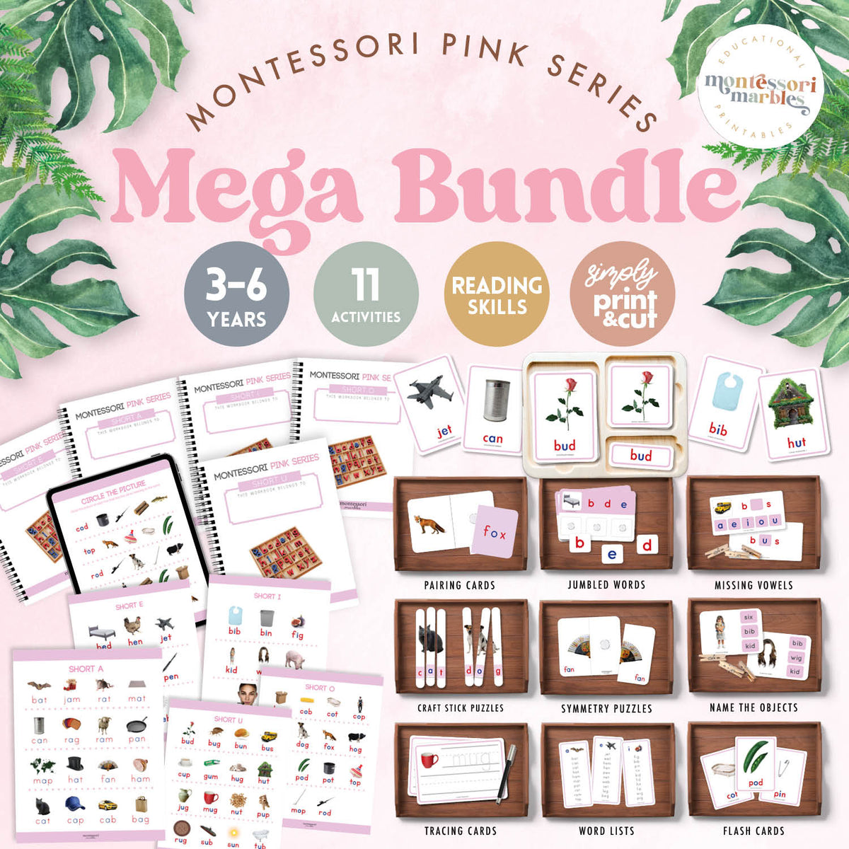 MEGA BUNDLE Montessori Pink Series Printable Learning Resources ...