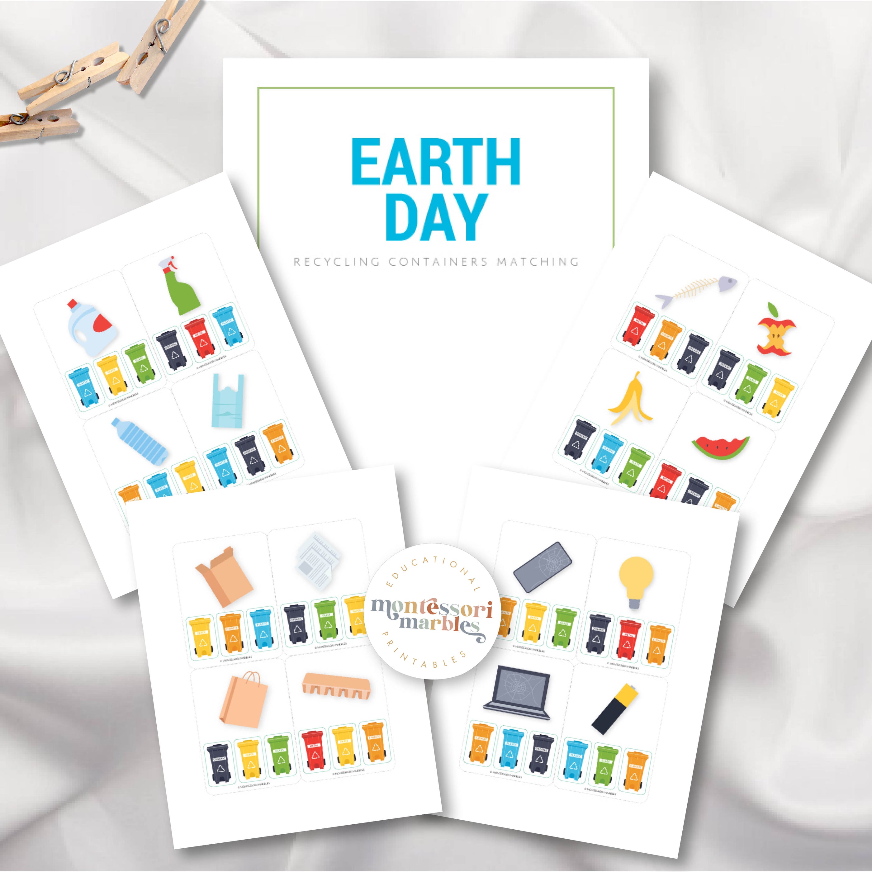 Earth Day Clip Cards | 24 Recycling Sorting Activity Ages 4-7 PDF ...
