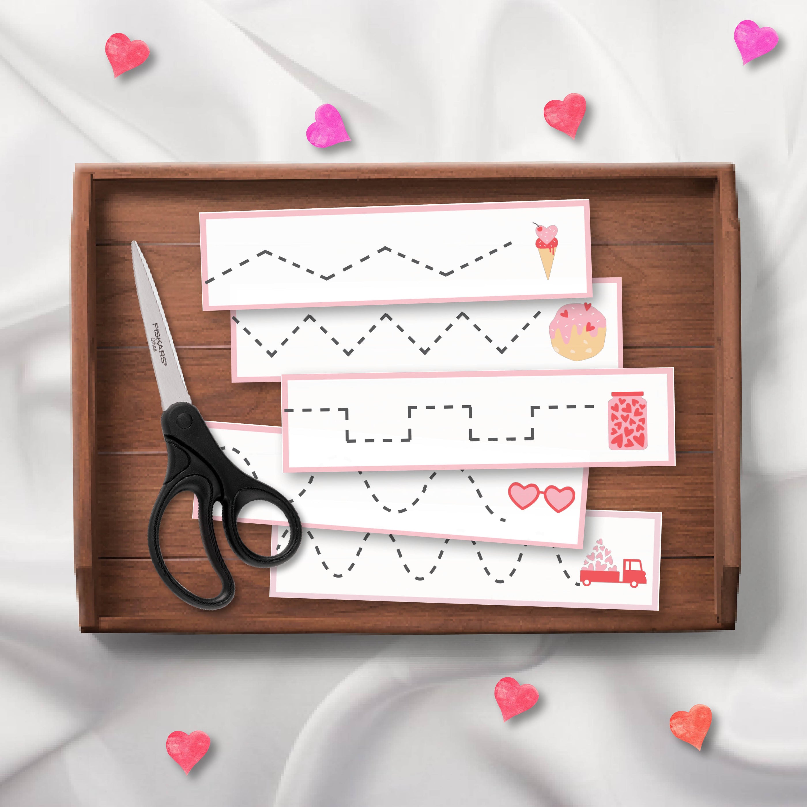 Valentine's Day Cutting Strips | Scissor Practice Ages 2-5 Fine Motor ...