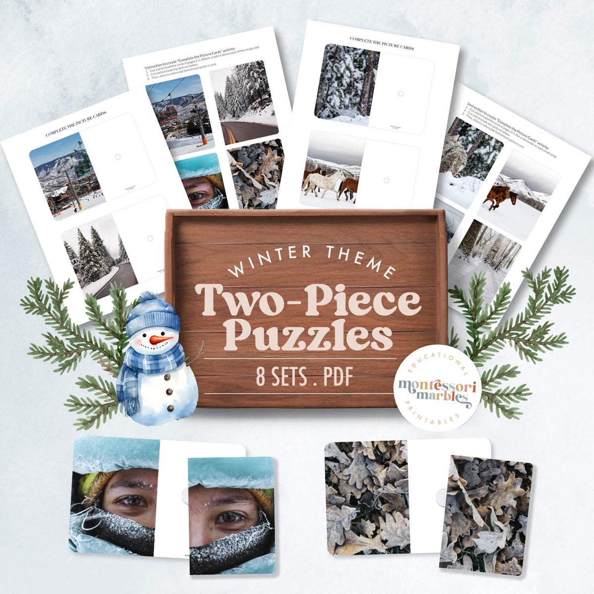 Winter Complete the Pictures | 8 Two-Piece Puzzles Ages 2-6 Visual ...