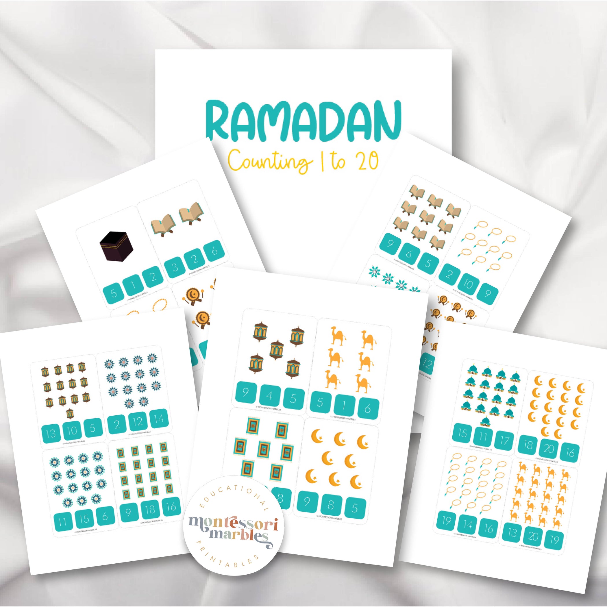 Ramadan Counting 1 to 20 Clip Cards | Number Recognition Ages 3-5 PDF ...