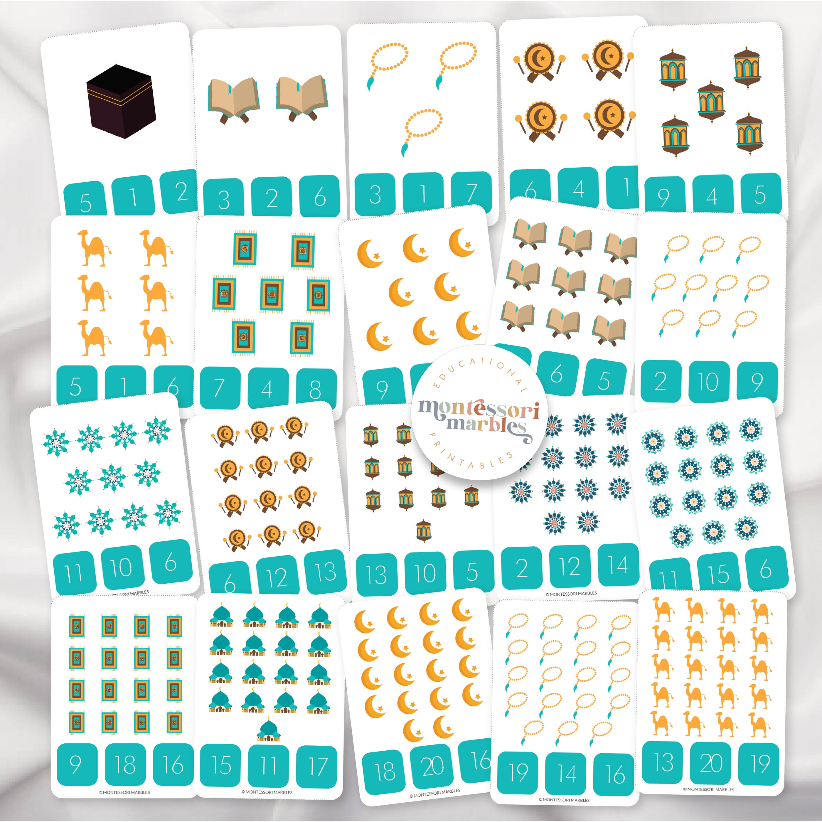 Ramadan Counting 1 to 20 Clip Cards | Number Recognition Ages 3-5 PDF ...