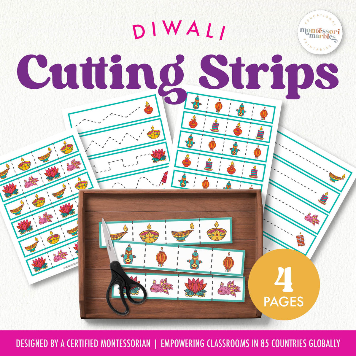 Diwali Cutting Strips | Scissor Practice Fine Motor Skills Ages 3-5 ...