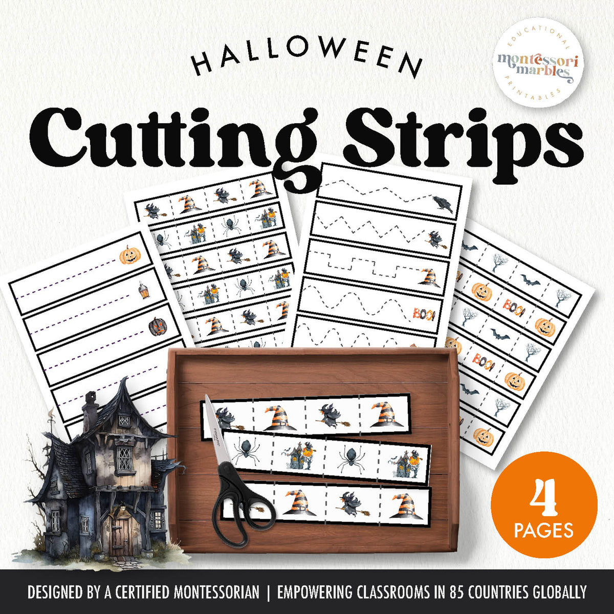 Halloween Cutting Strips | Scissor Practice Fine Motor Skills Ages 2-5 ...