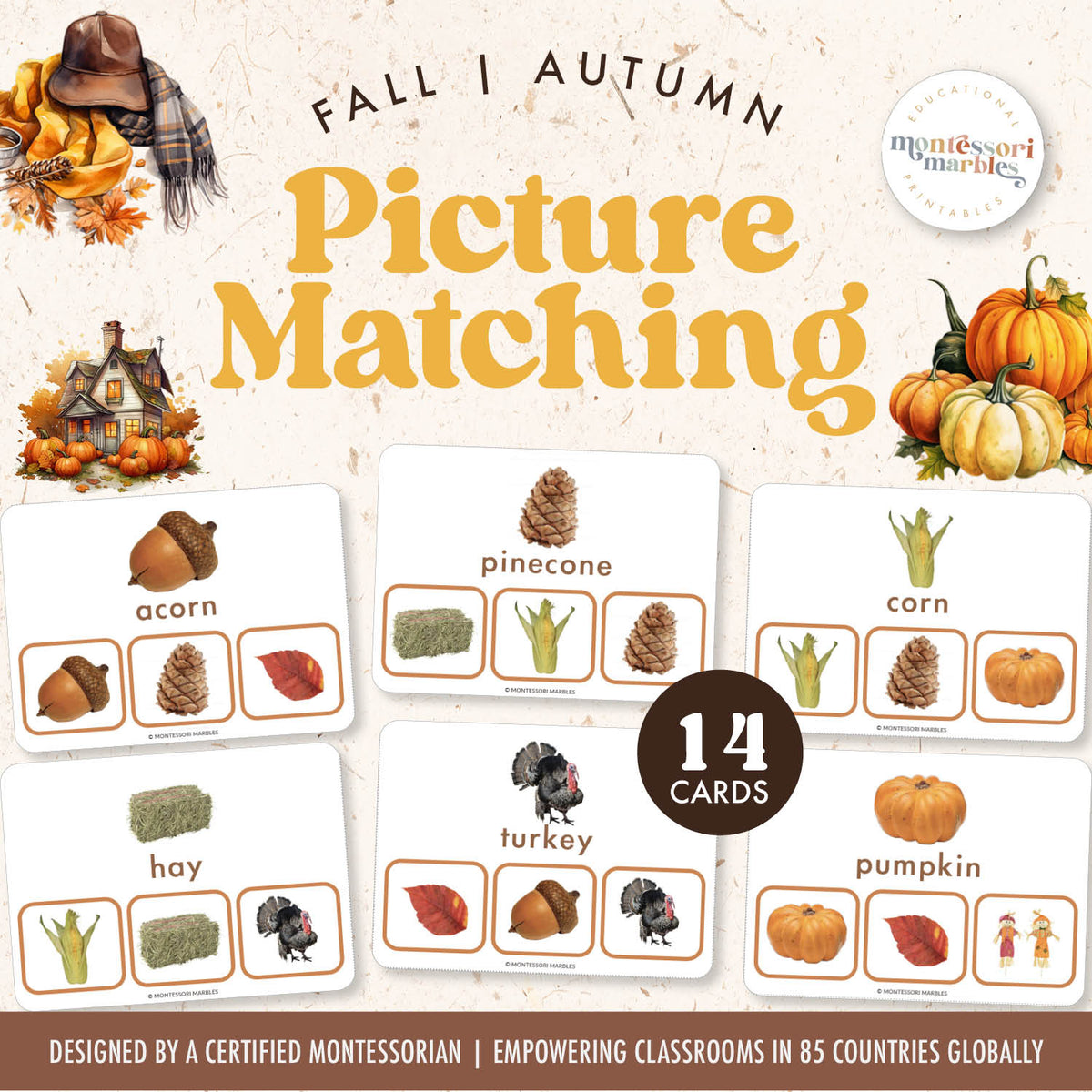 Thanksgiving Picture Matching | Visual Skills Ages 3-5 — Montessori Marbles