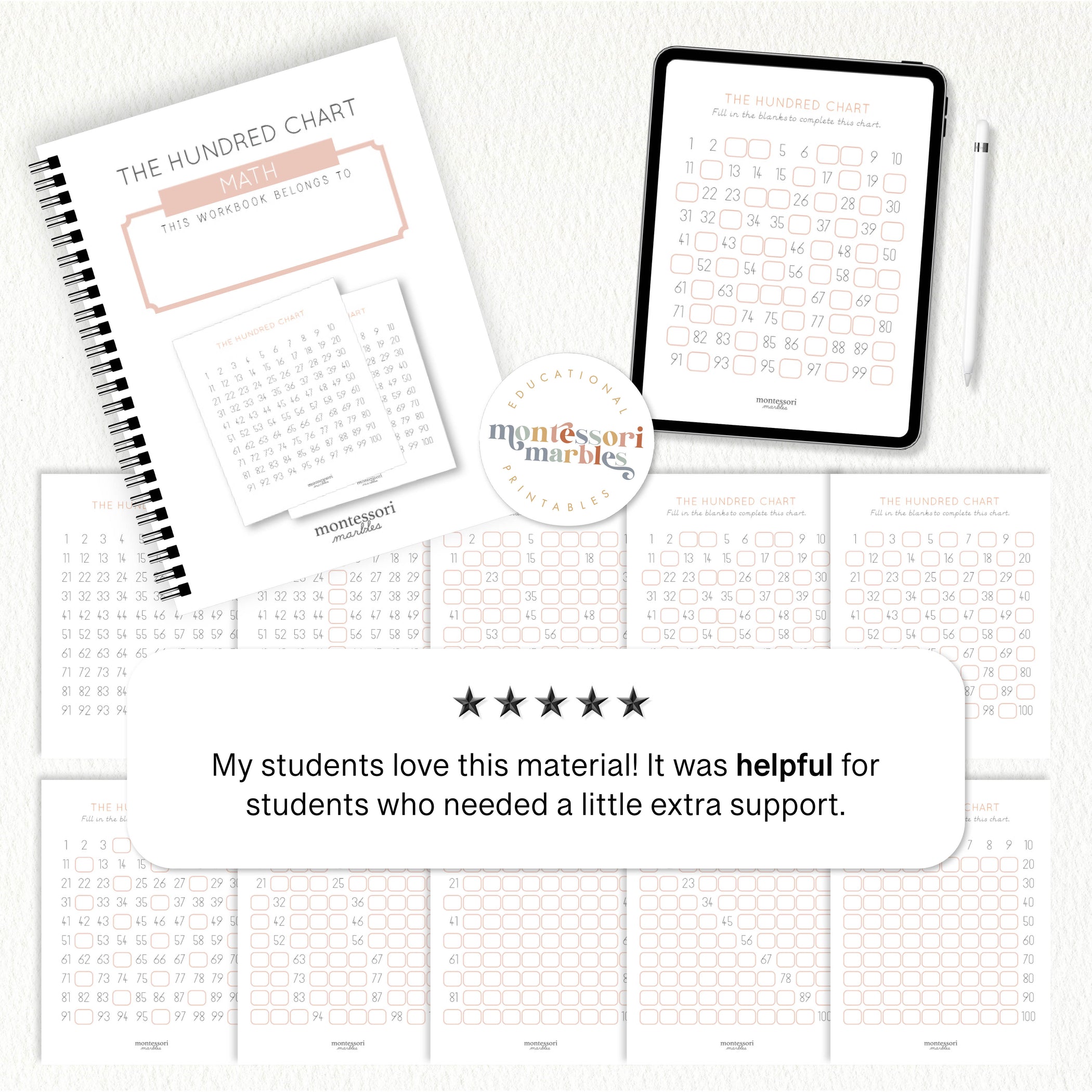 Hundred Chart Workbook | Number Practice Ages 4-6 | Math Printable PDF ...
