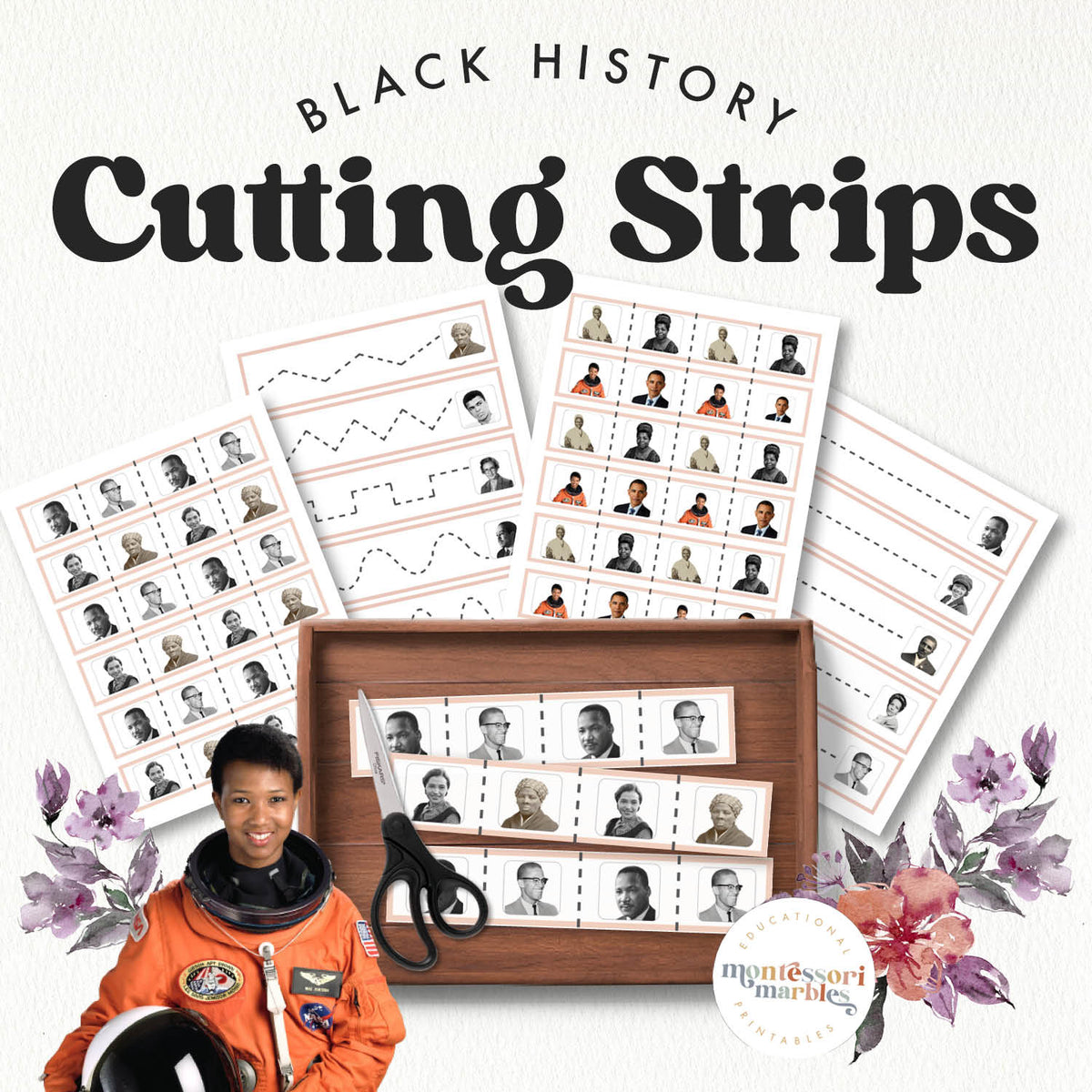 Black History Month Cutting Strips | Scissor Practice Ages 2-5 Fine ...
