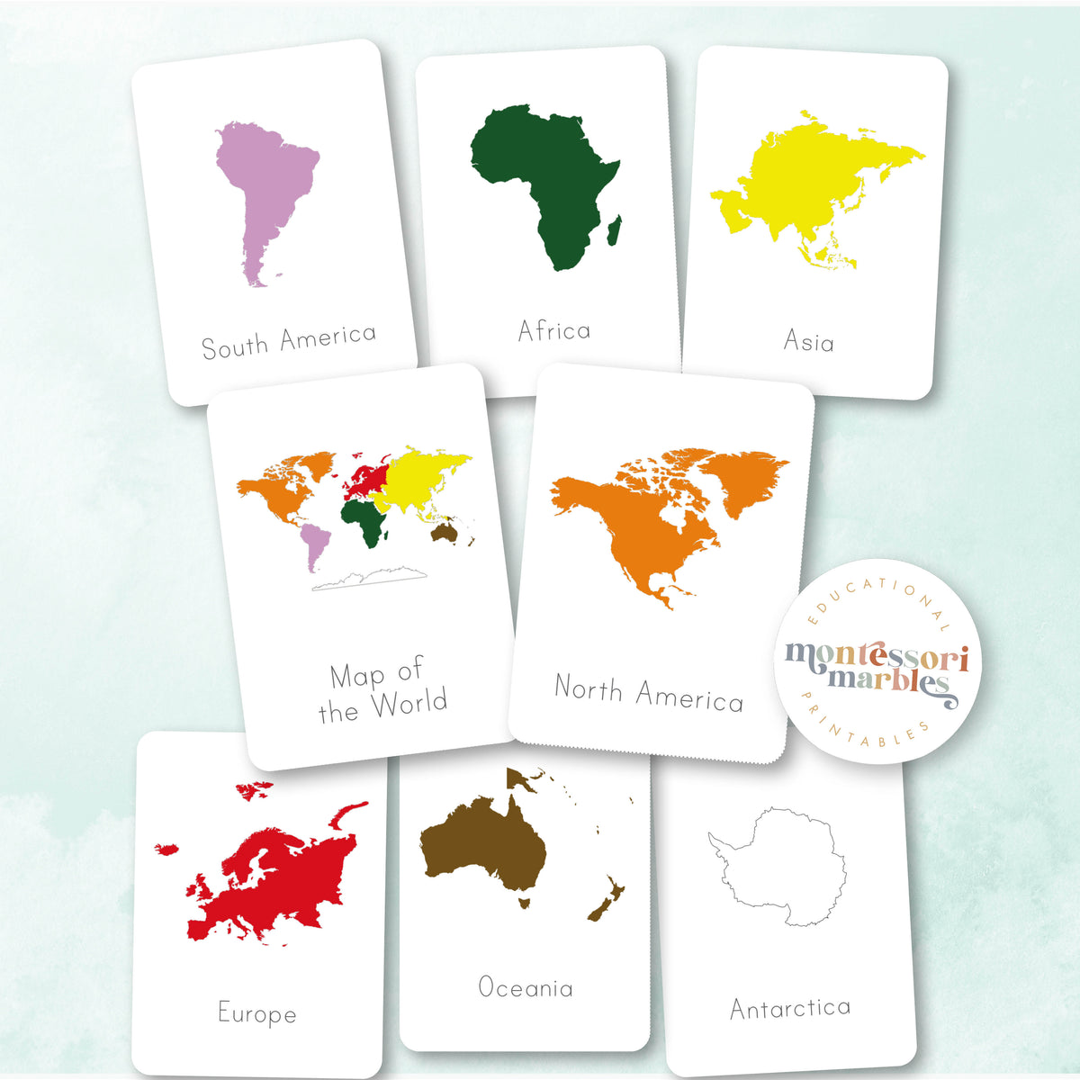 Continent Flash Cards – Montessori Marbles