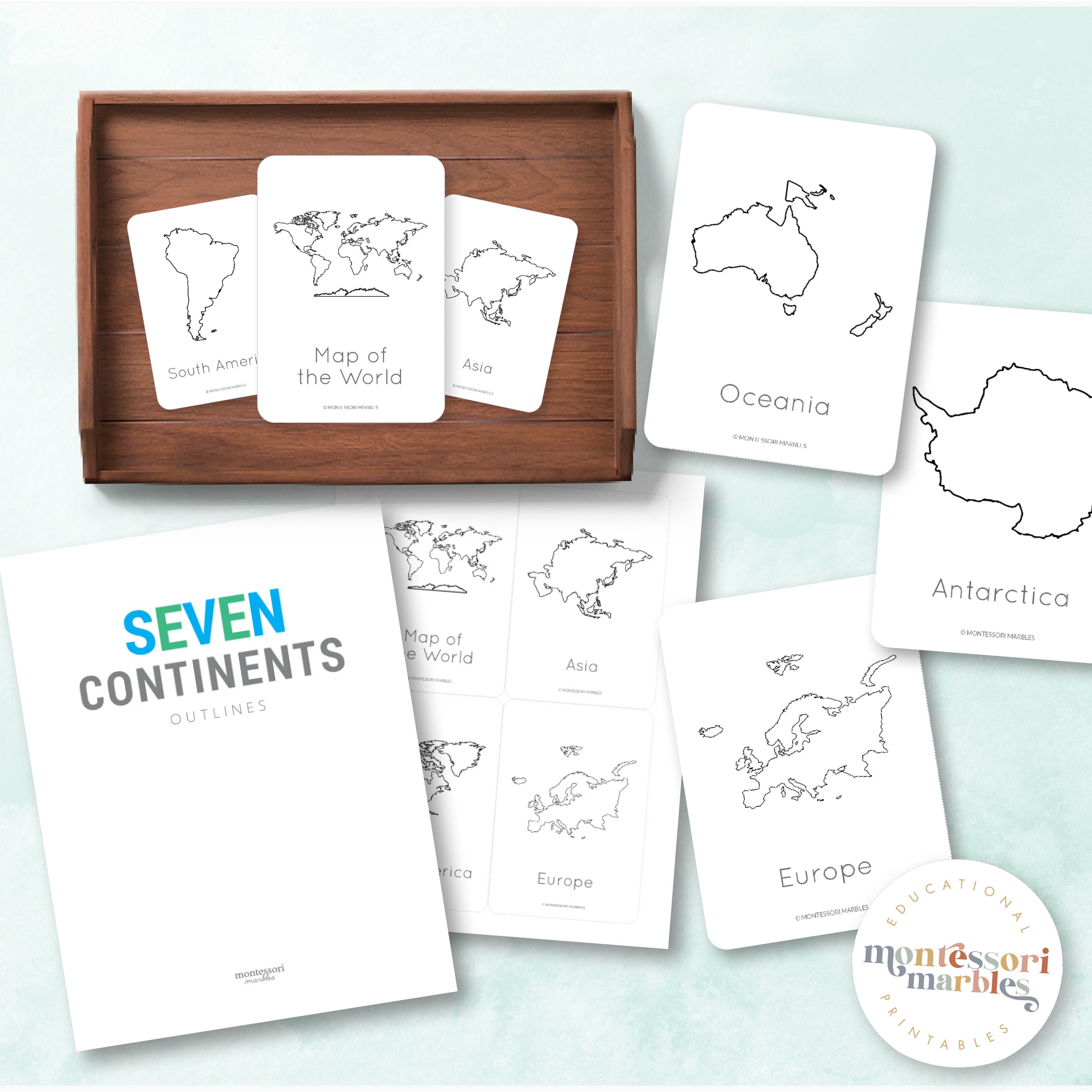 Continents Outline Cards | 8 Geography Coloring Map Activity Ages 5-8 ...
