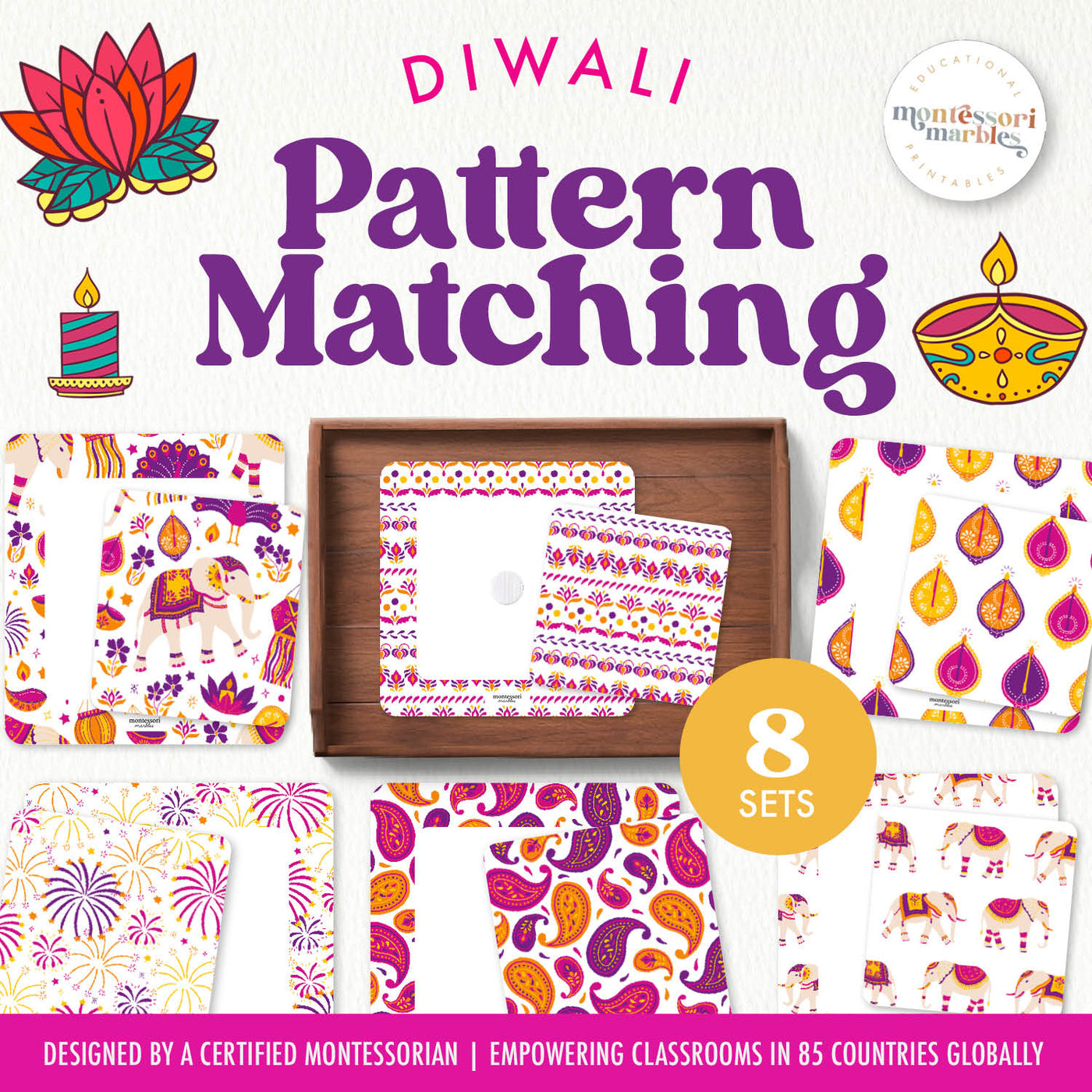 Diwali Pattern Matching | 8 Sets Rangoli Visual Discrimination Ages 3-5 ...