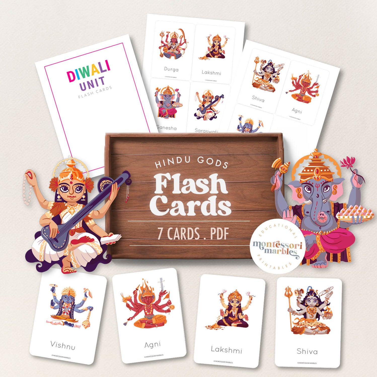 Hindu Gods Flash Cards | 7 Diwali Indian Mythology Cultural Ages 4-7 ...