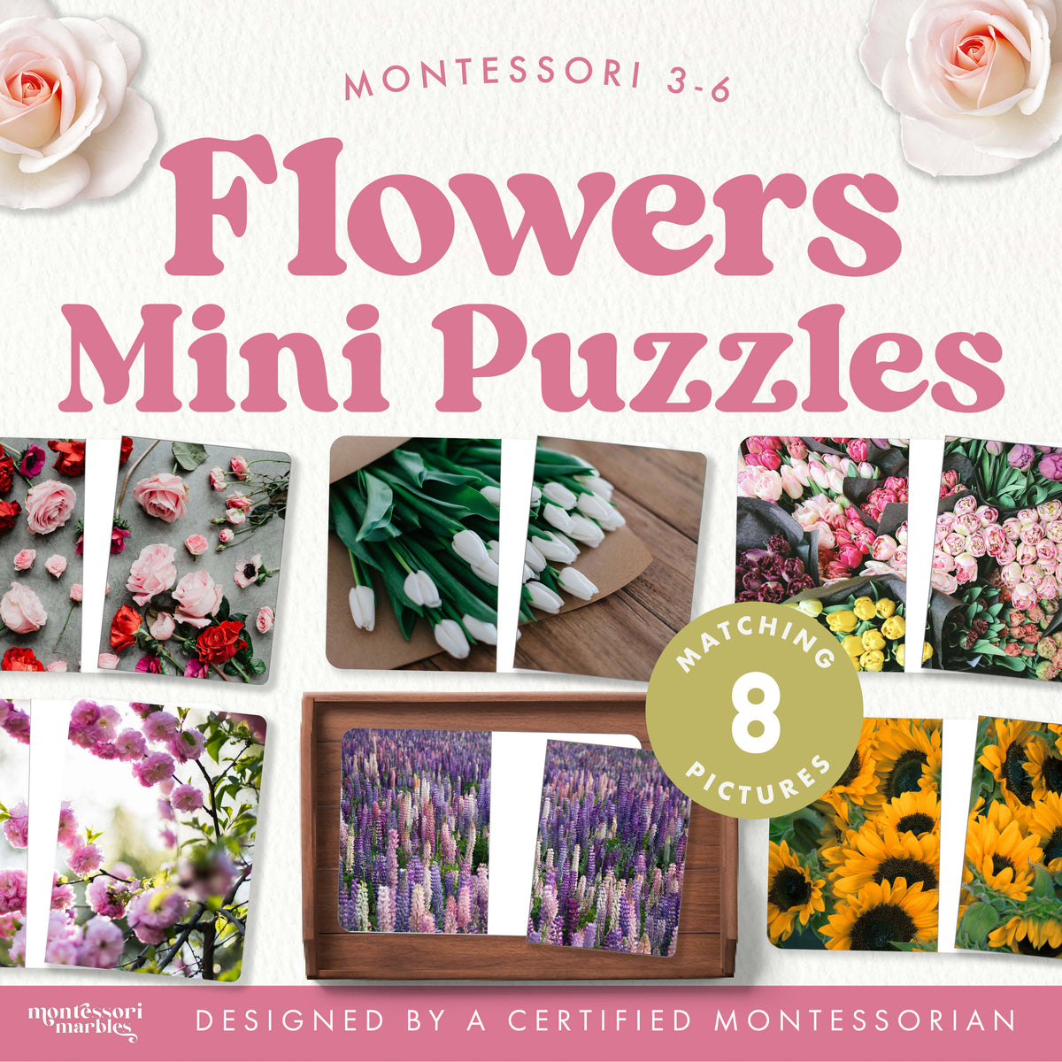 Flowers Complete the Pictures | 8 Sets Spring Real Photo Matching 3-6 ...