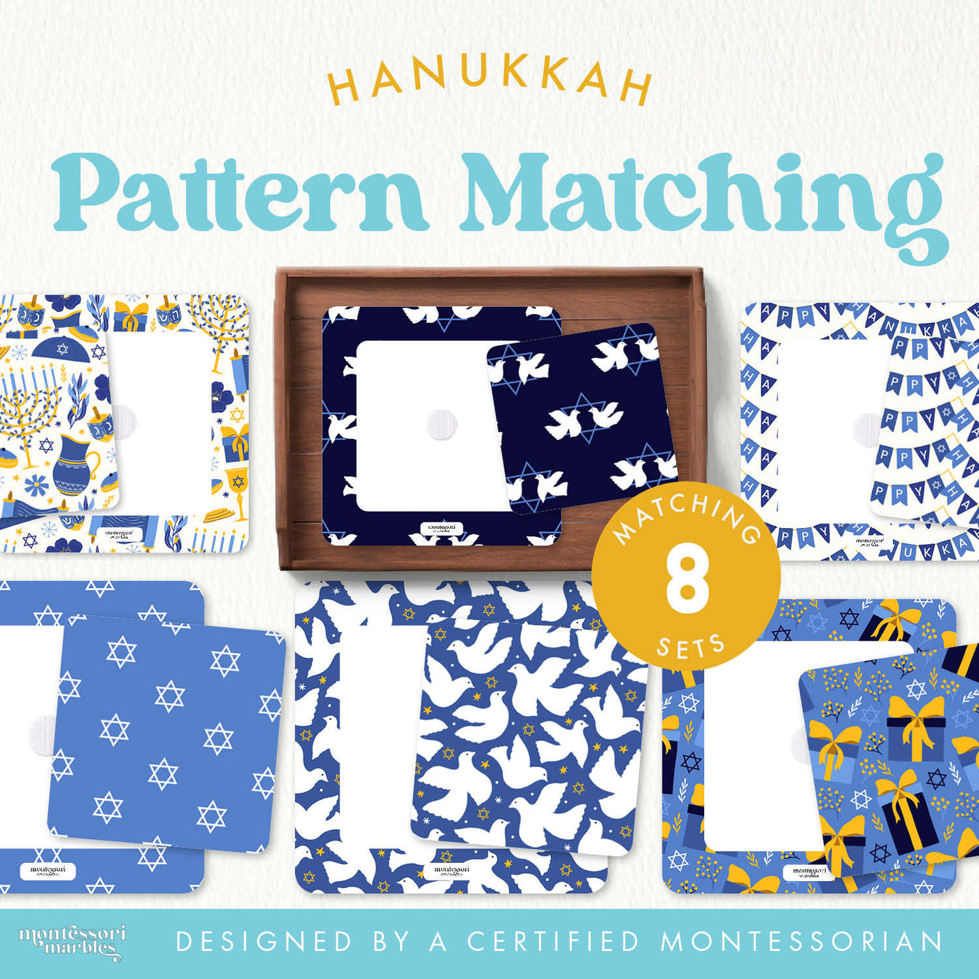 Hanukkah Pattern Matching | 8 Cards Visual Discrimination Ages 2-5 PDF ...