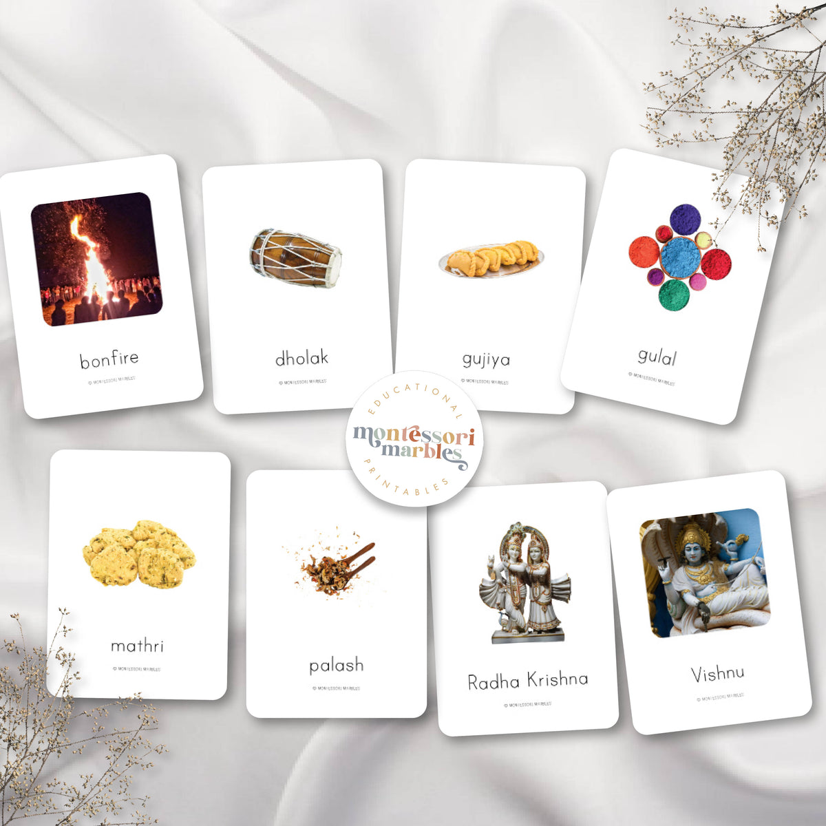 Holi Festival Flash Cards | Montessori Printable Resources – Montessori ...