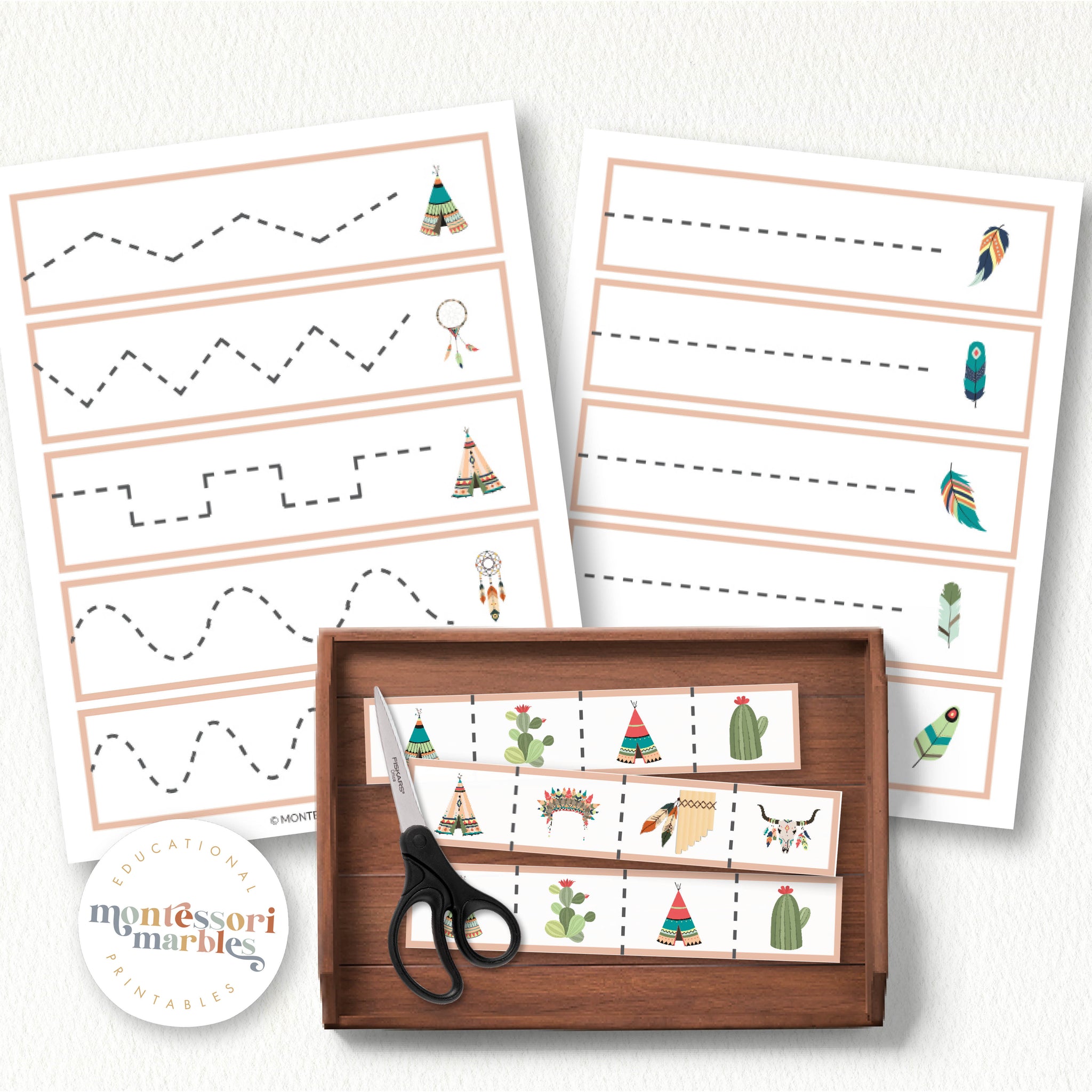 Native American Cutting Strips – Montessori Marbles