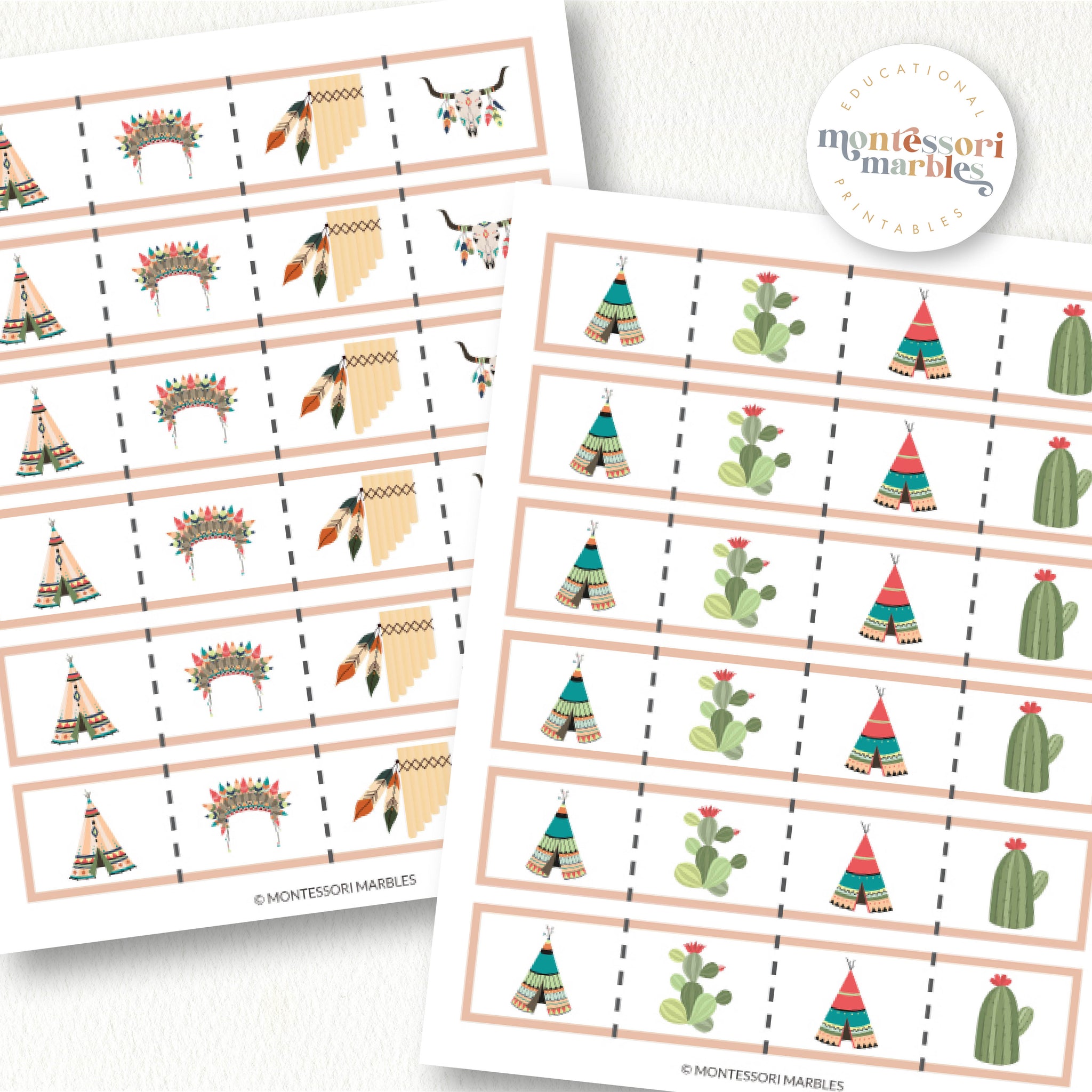 Native American Cutting Strips – Montessori Marbles