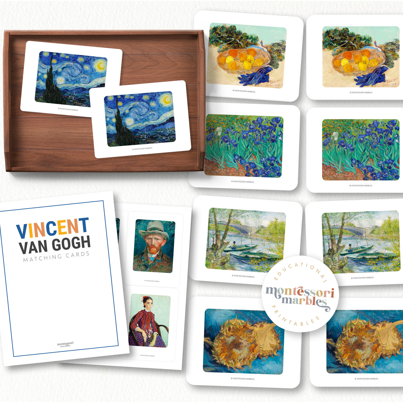 Vincent van Gogh Matching Cards | 22 Pairs Famous Paintings Ages 3-6 ...