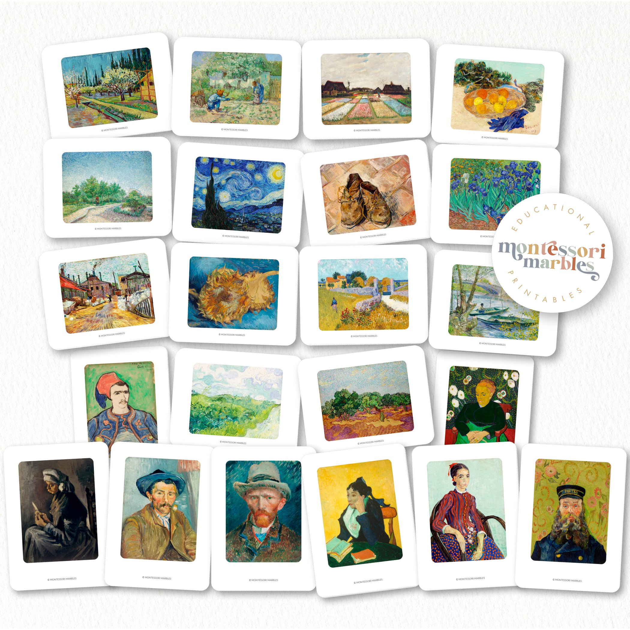 Vincent van Gogh Matching Cards | 22 Pairs Famous Paintings Ages 3-6 ...