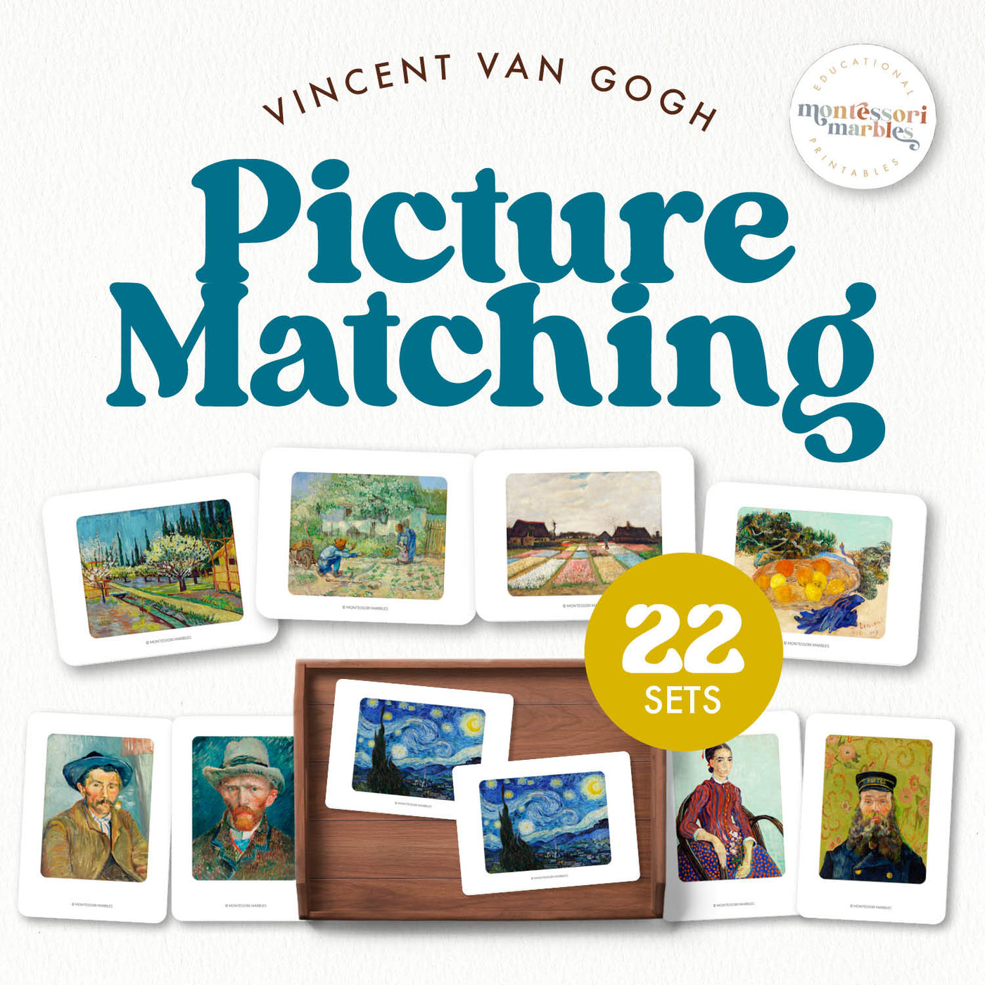 Vincent van Gogh Matching Cards | 22 Pairs Famous Paintings Ages 3-6 ...
