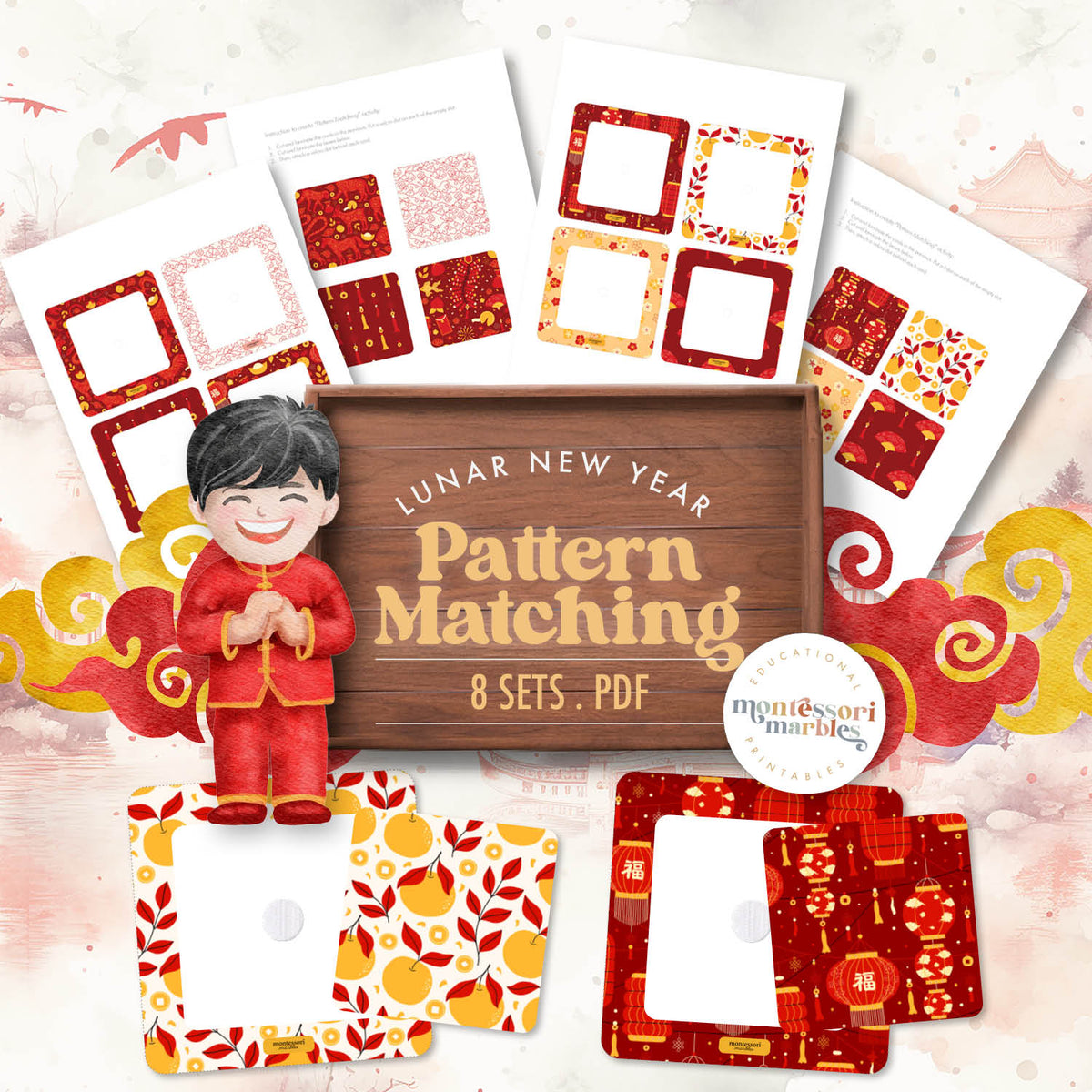 Lunar New Year Pattern Matching | 8 Sets Visual Skills Ages 3-6 PDF ...